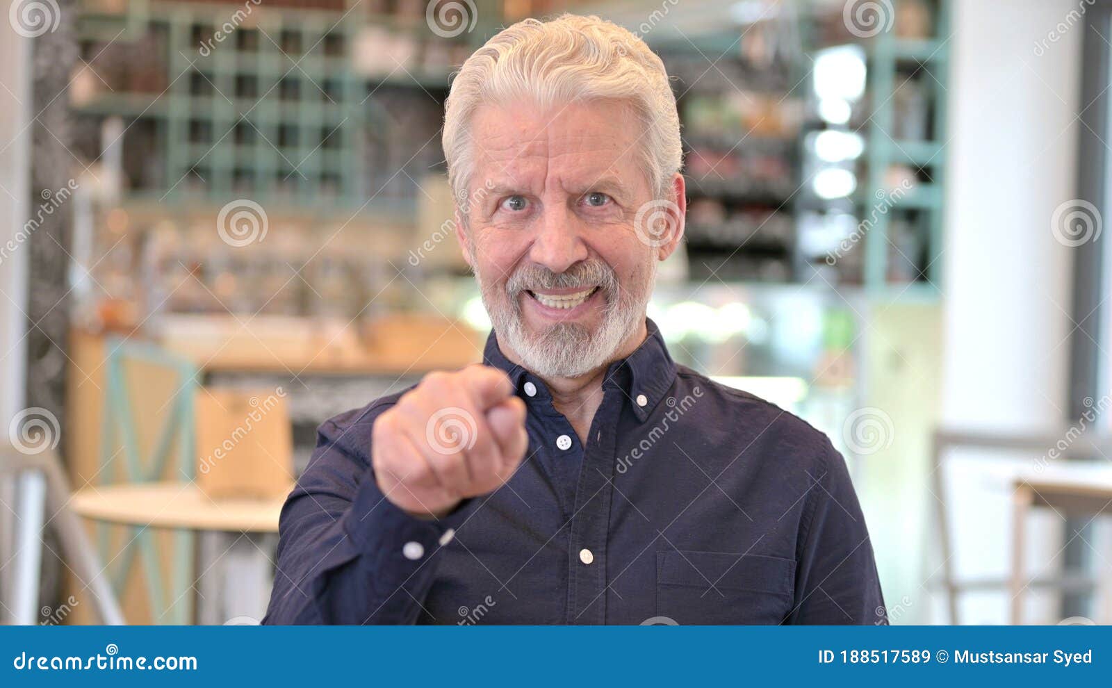 Attractive Old Man Pointing with Finger Stock Image - Image of ...