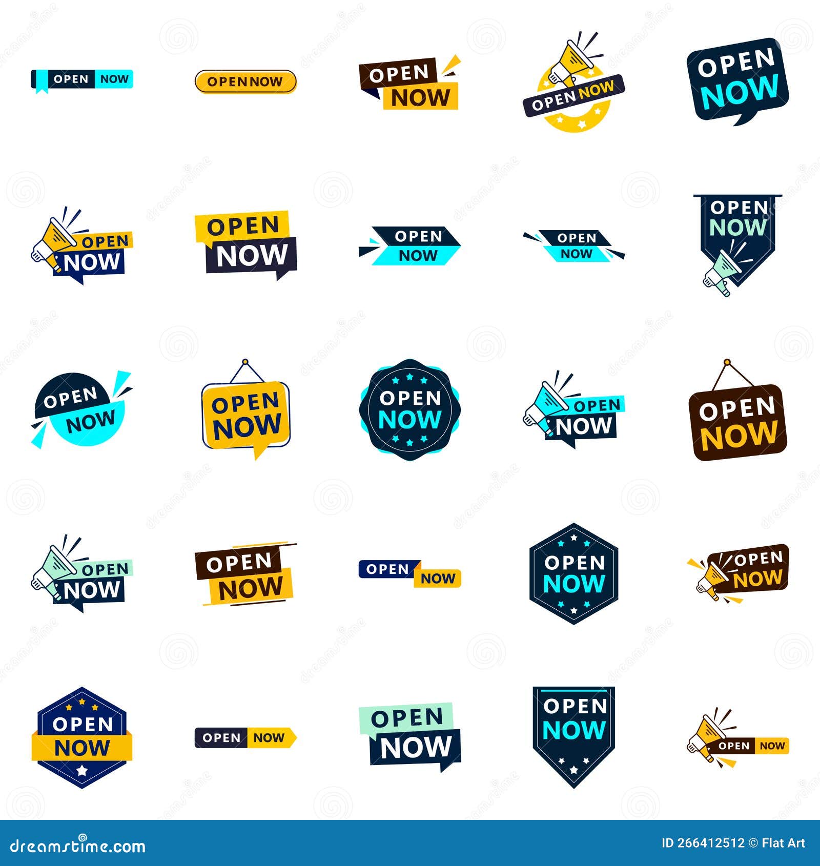 Attractive Open Now Banners Pack of 25 Stock Vector - Illustration of ...