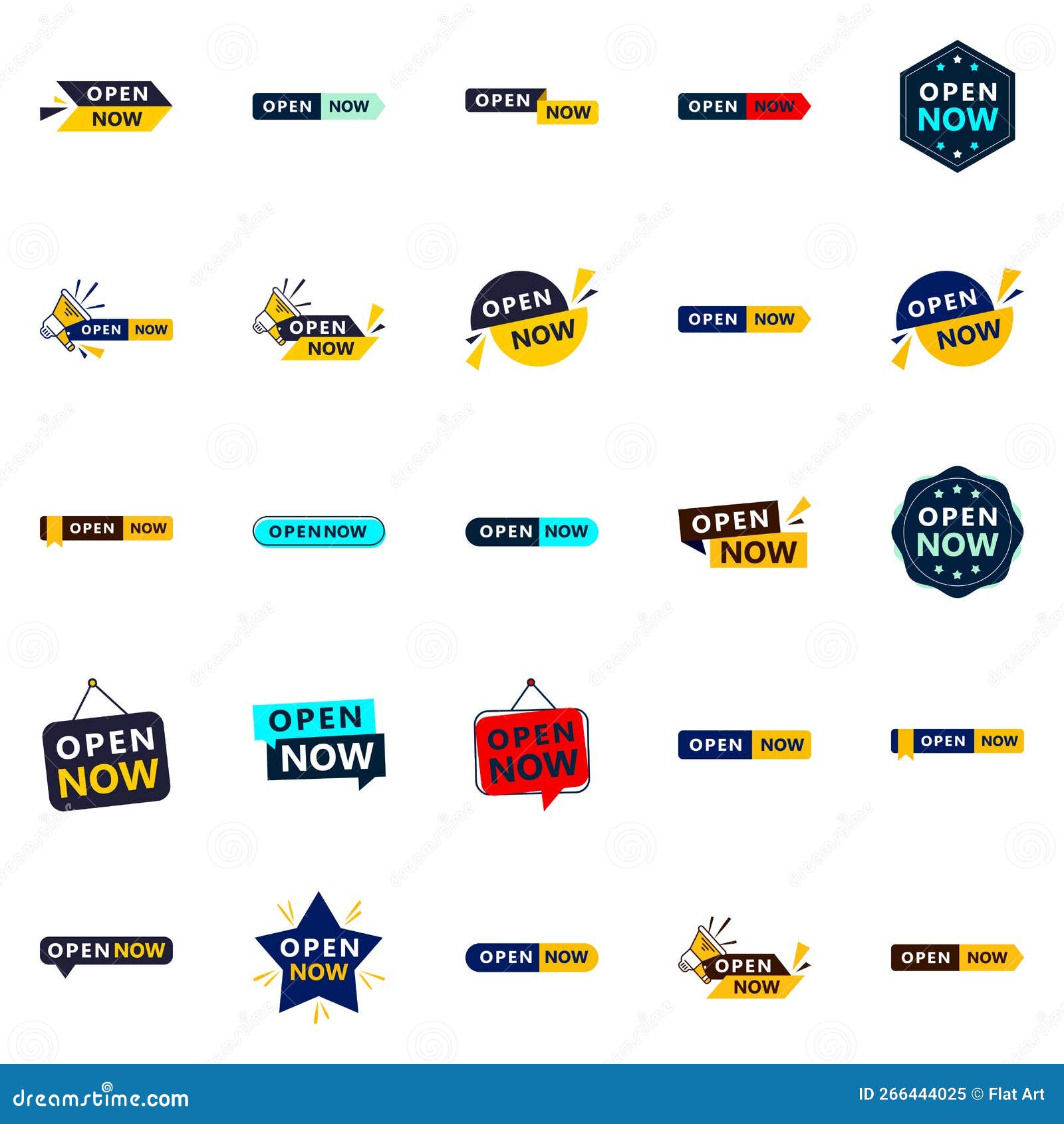 Attractive Open Now Banners Pack of 25 Stock Vector - Illustration of ...