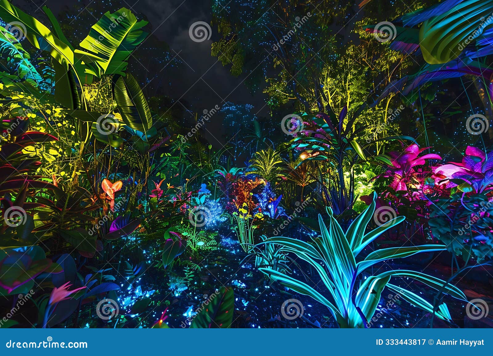 An Attractive Painting of the Tropical Rainforest with Light Effects ...