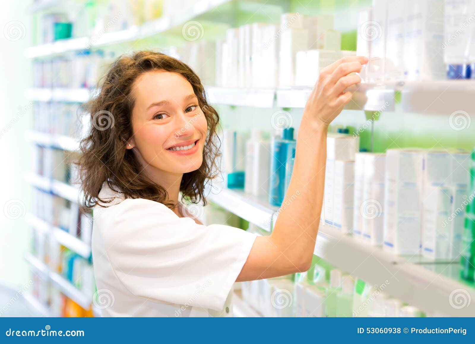 Attractive Pharmacist Clean the Store Up Stock Photo - Image of medical ...