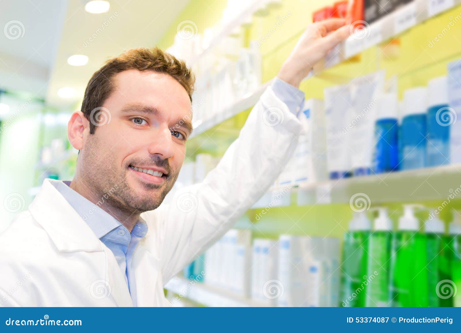Attractive Pharmacist Clean the Store Up Stock Image - Image of tidy ...