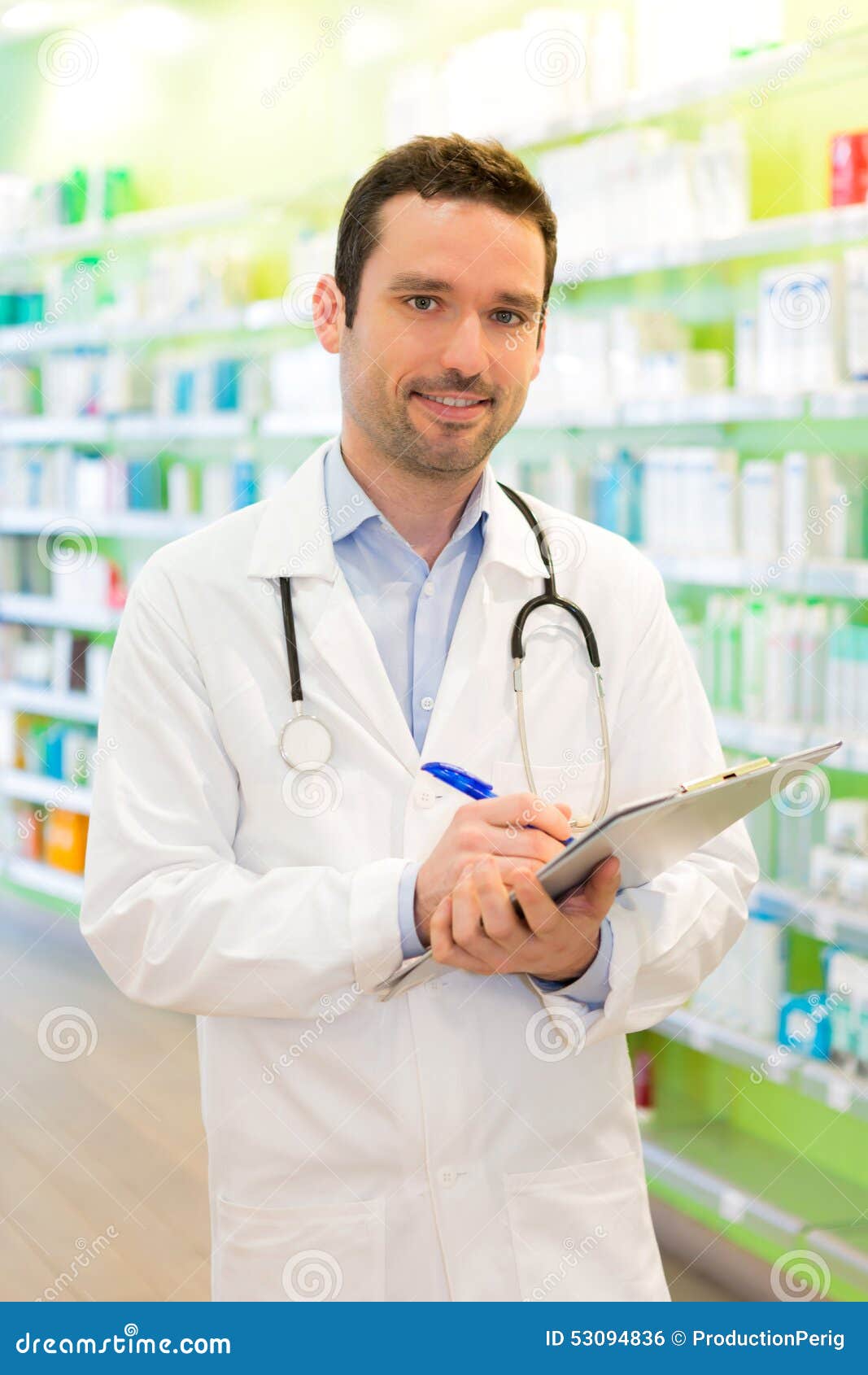 Attractive Pharmacist Taking Notes at Work Stock Photo - Image of ...