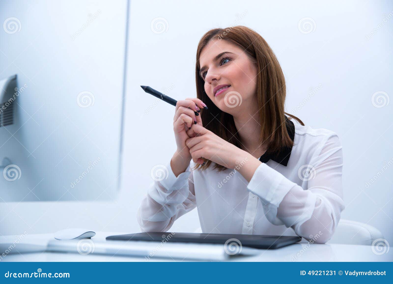 Attractive Photo Editor Working on Compute Stock Image - Image of happy ...