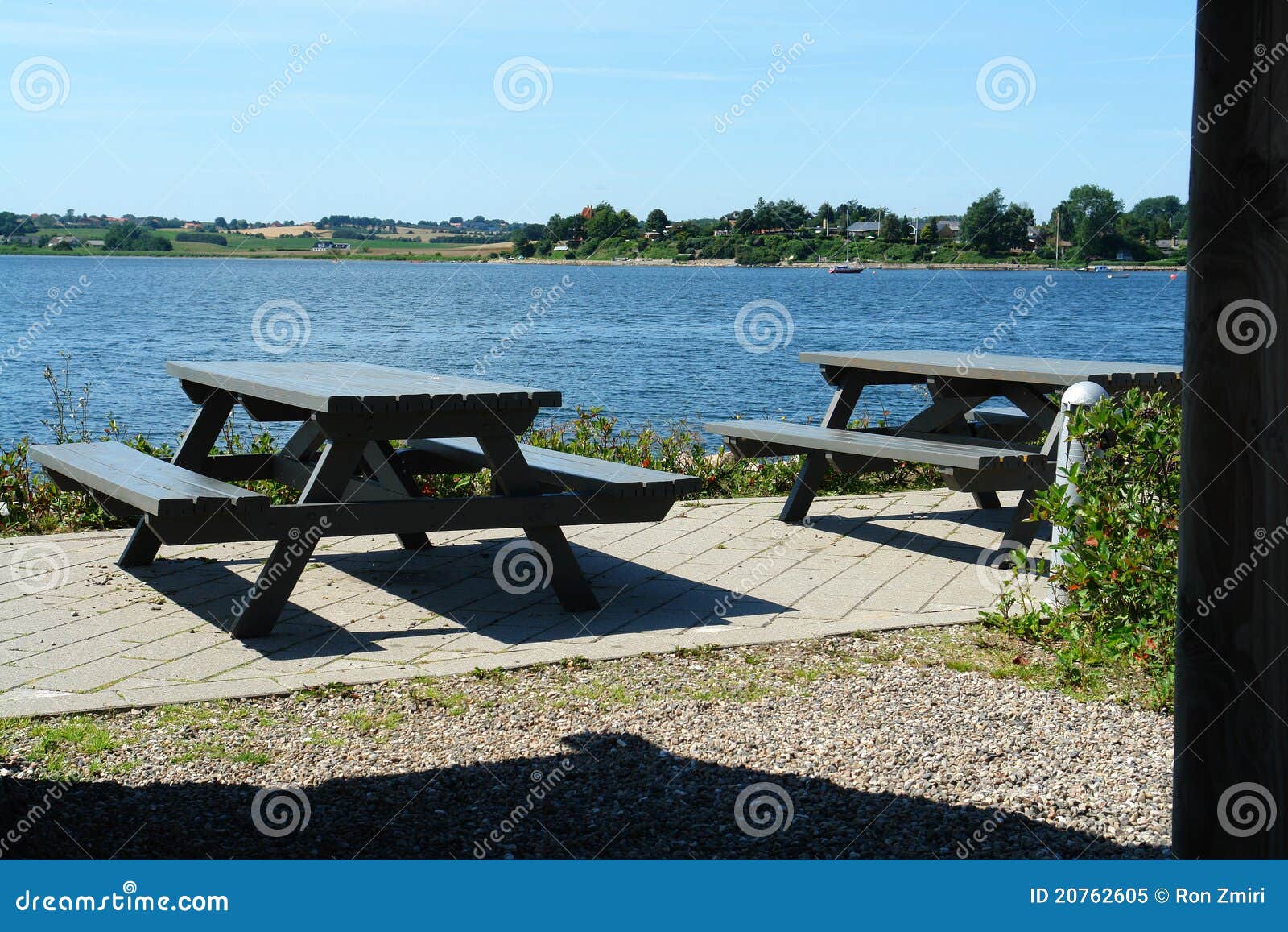 Attractive Picnic Tables by the Sea Stock Image - Image of romance ...