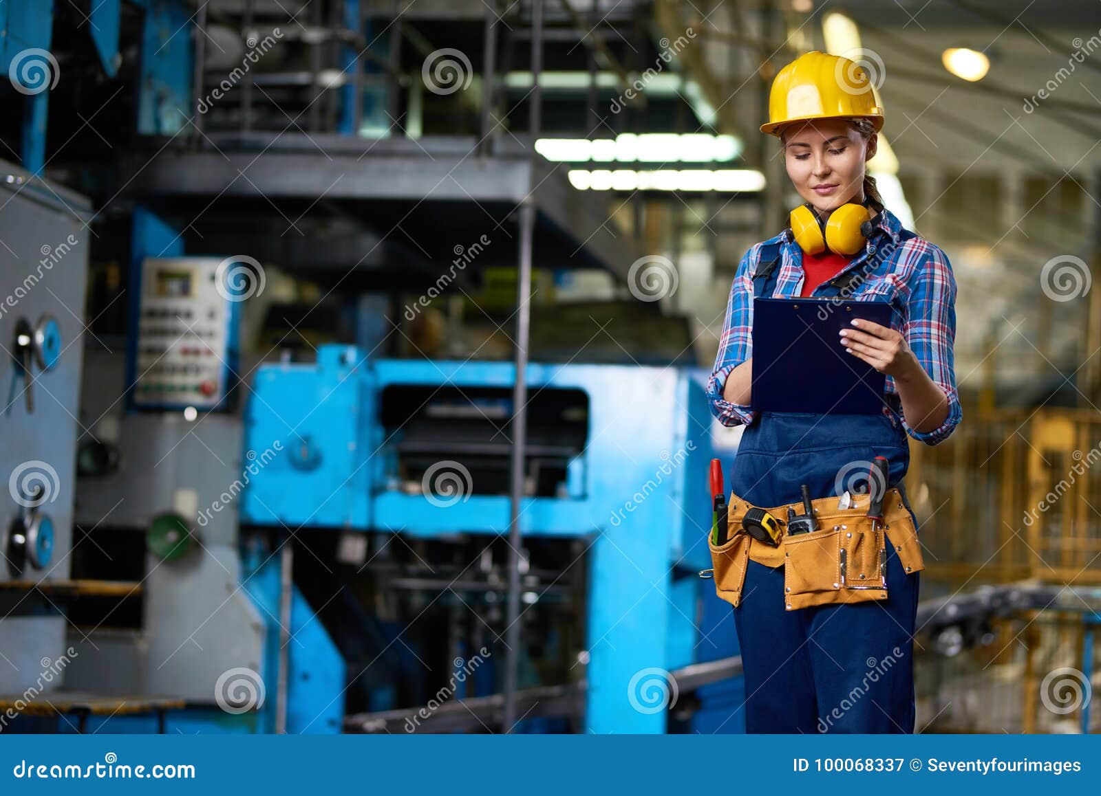 Attractive Plant Worker with Clipboard Stock Image - Image of woman ...