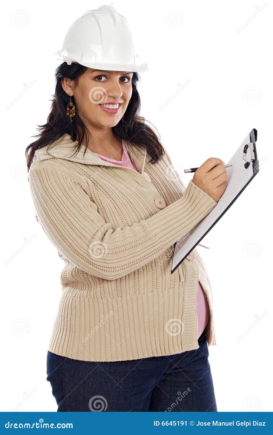 Attractive Pregnant Engineer Stock Image - Image of learn, isolation ...