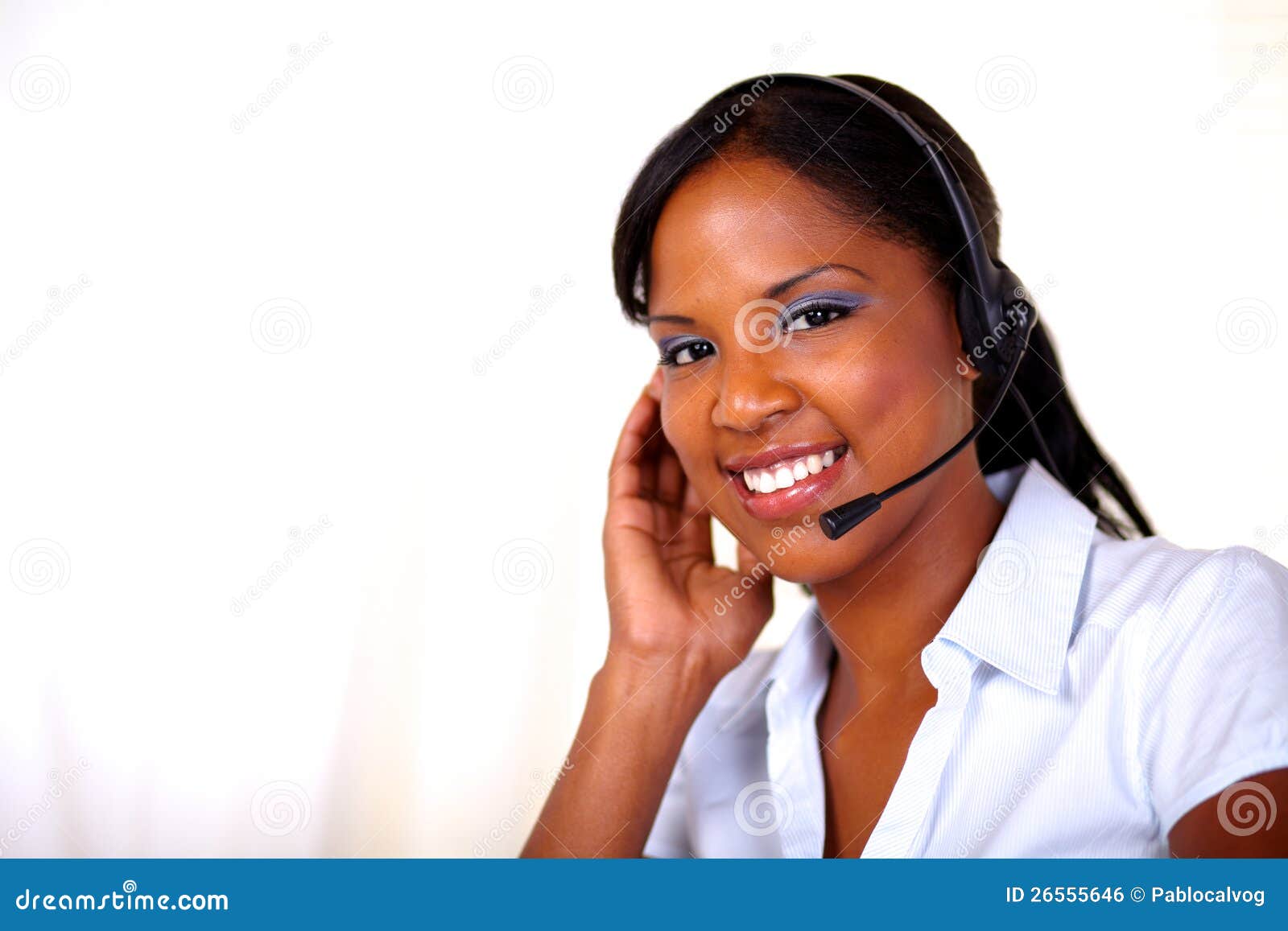 Attractive Receptionist Smiling and Looking at You Stock Photo - Image ...