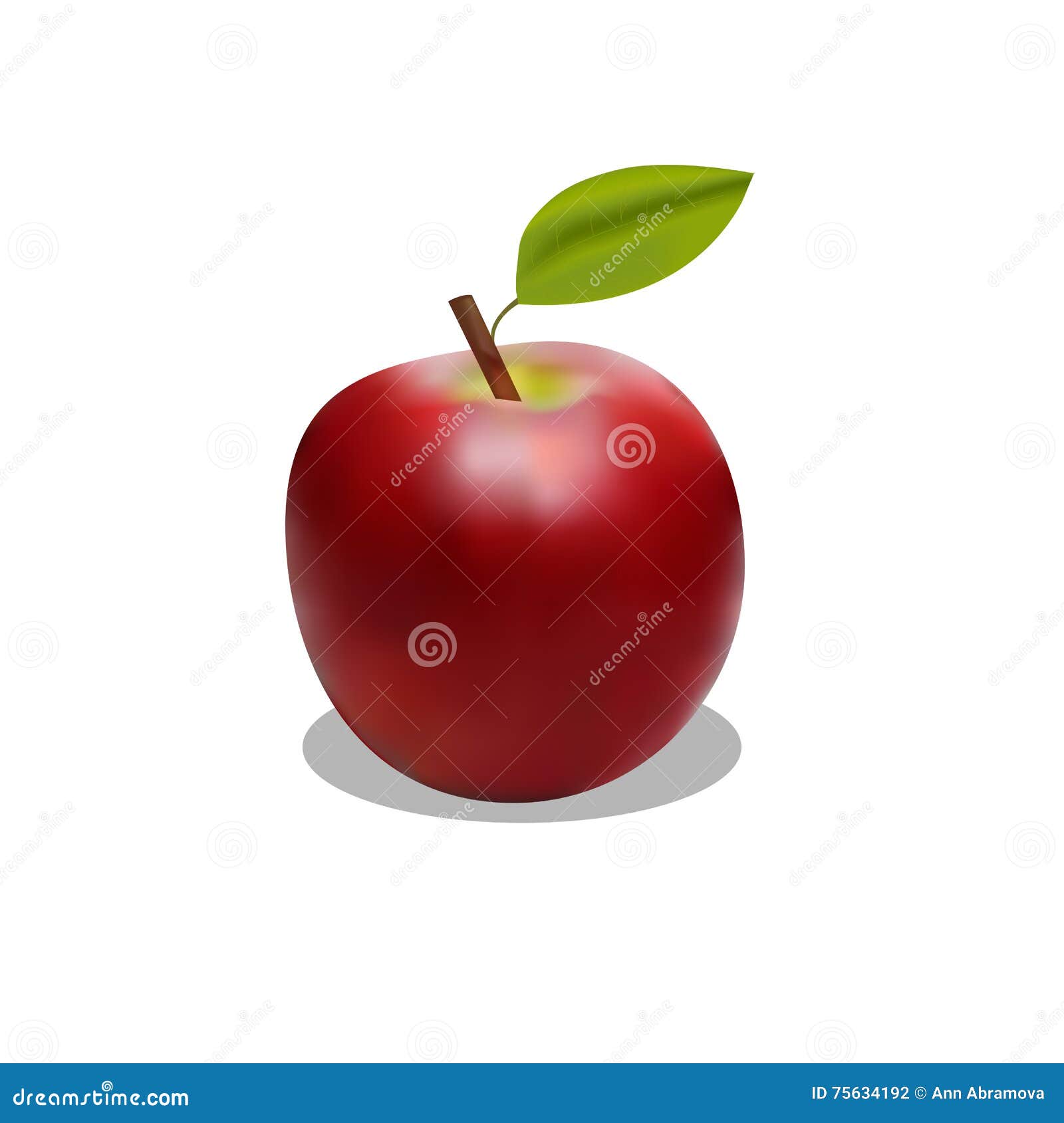 The Attractive Red Apple with Shadow Stock Vector - Illustration of ...