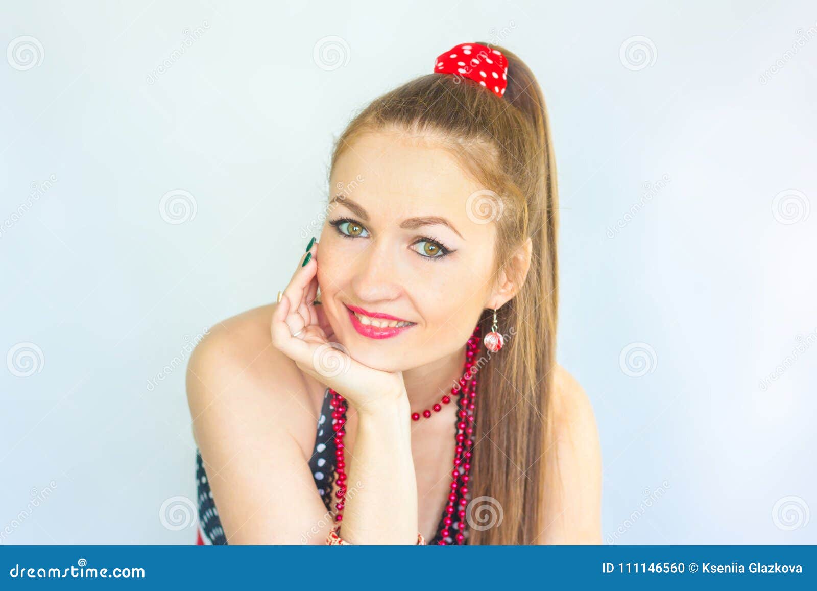 Attractive retro girl stock photo. Image of makeup, looking - 111146560