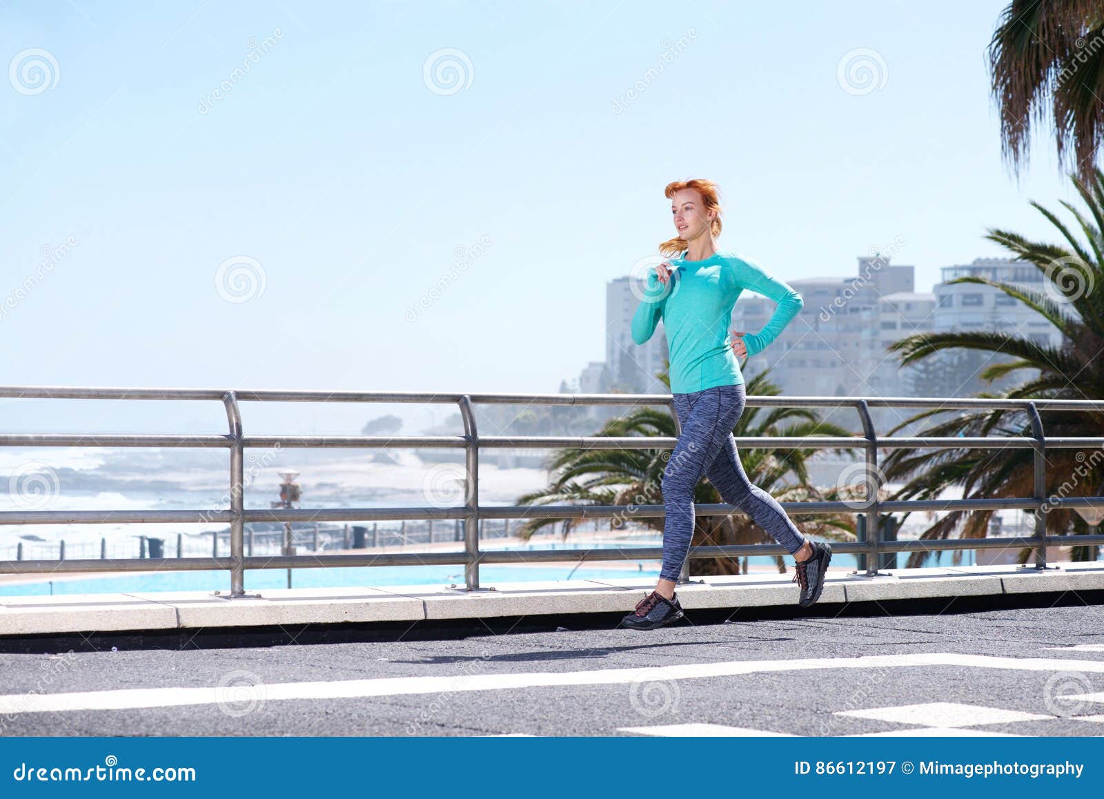 Attractive Runner Training on Path Outdoors by Sea Stock Image - Image ...
