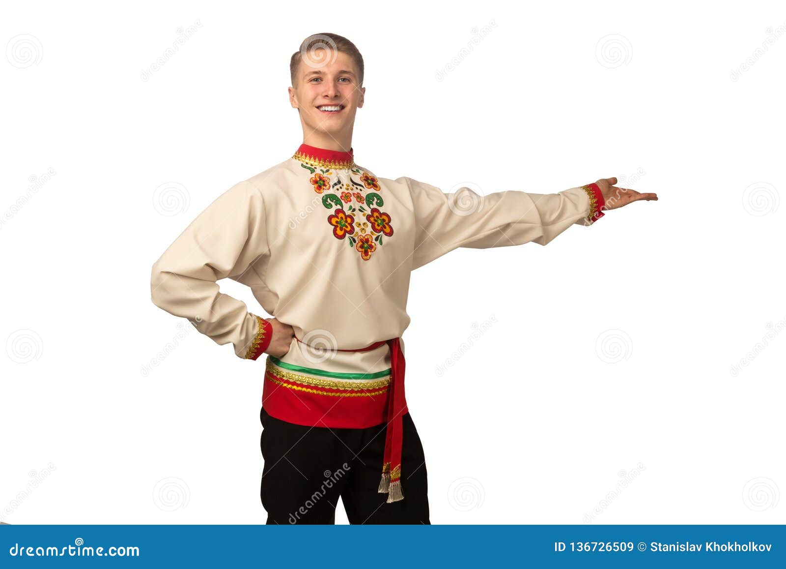 Attractive Russian Guy Dancing in Folk Costume Isolated on White Stock ...