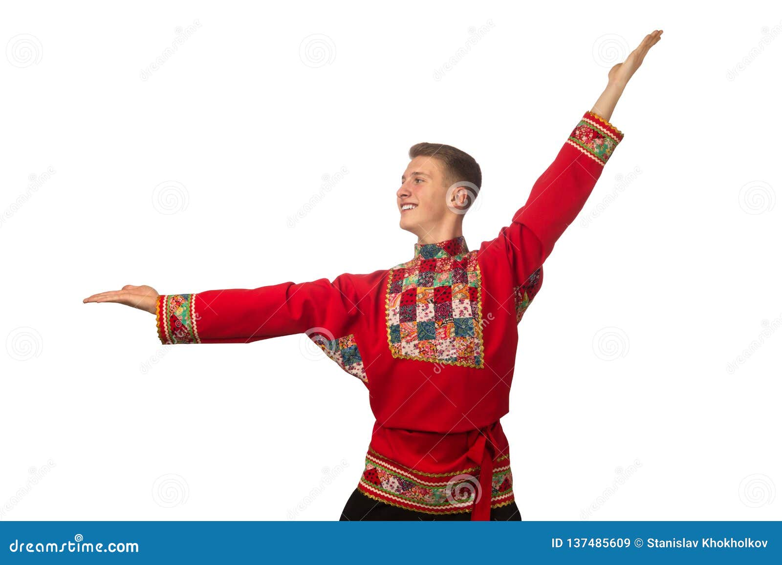 Attractive Russian Guy Dancing in Folk Costume Isolated on White Stock ...