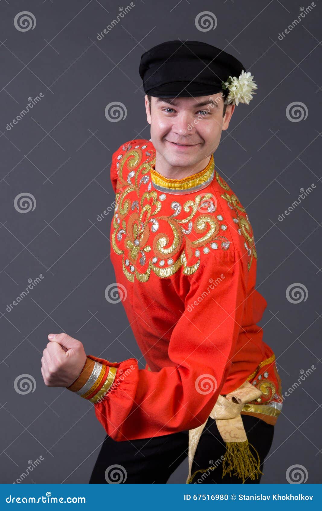 Attractive Russian Guy Dancing in Folk Costume Stock Photo - Image of ...