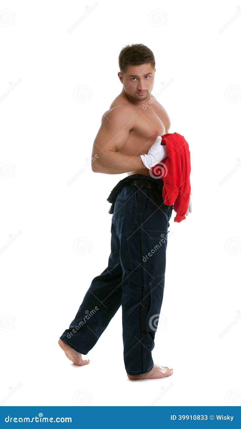 Attractive Scantily Clad Man Posing at Camera Stock Image - Image of ...