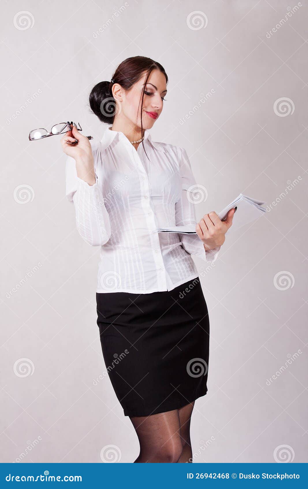 Attractive Secretary Holding Papers Stock Photo - Image of person ...
