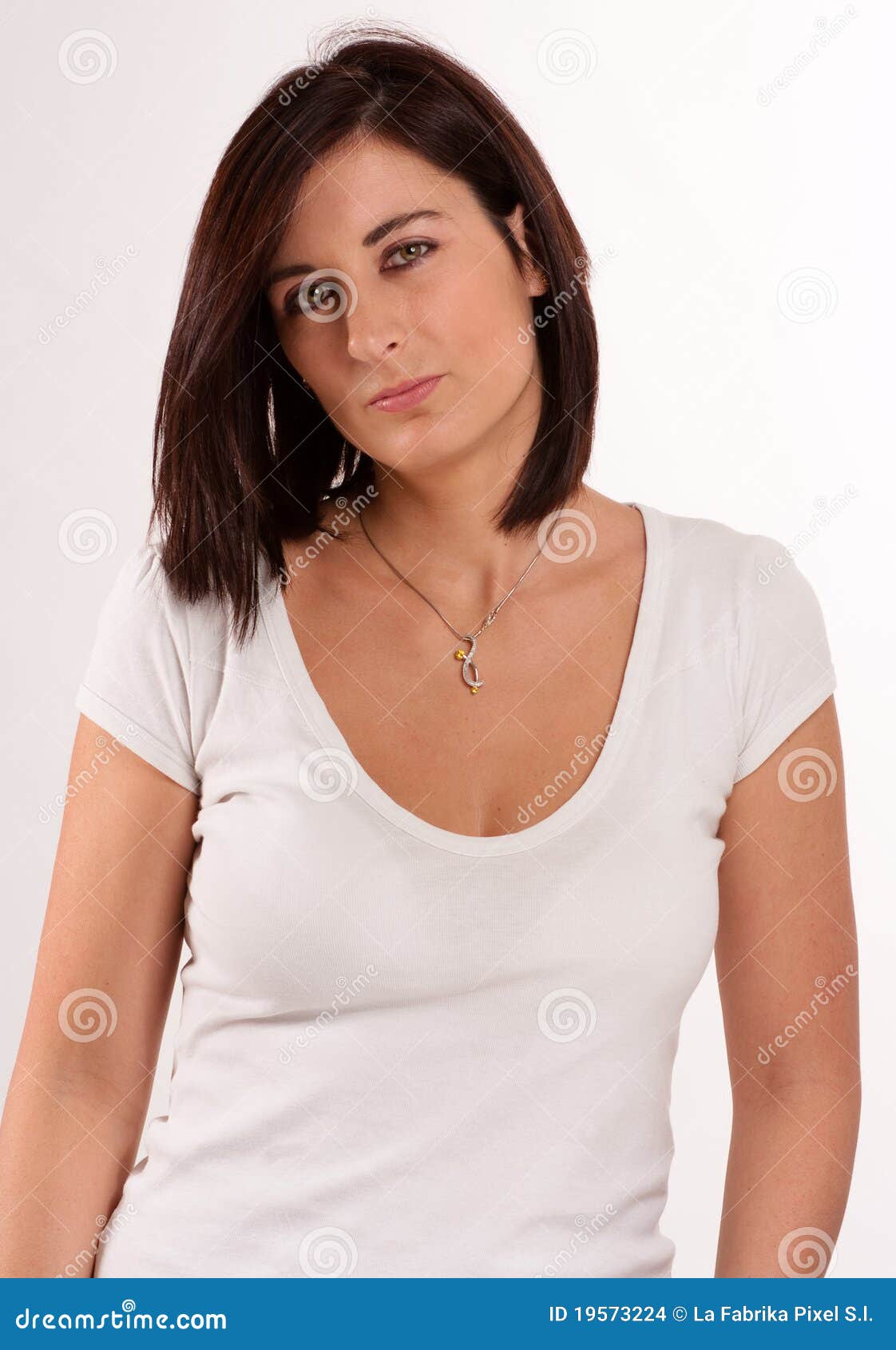 Attractive Serious Brunette Stock Photo - Image of pendant, portrait ...