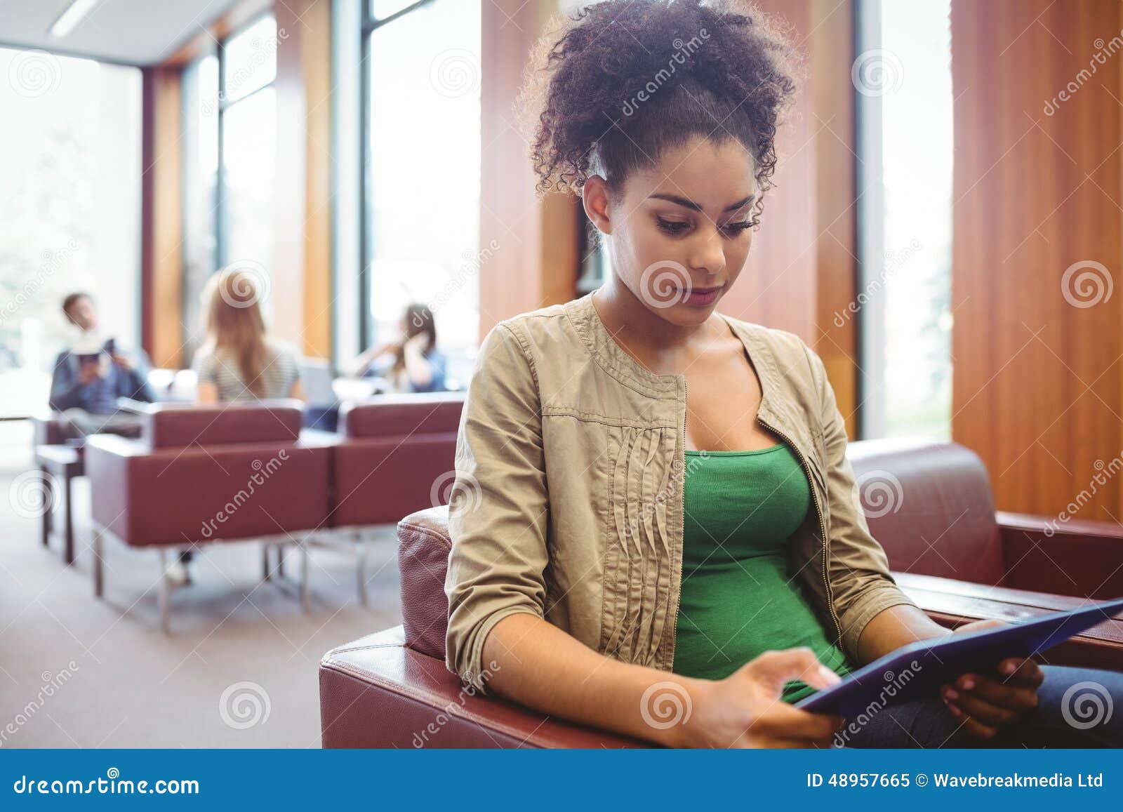 Attractive Serious Student Using Tablet Stock Image - Image of higher ...