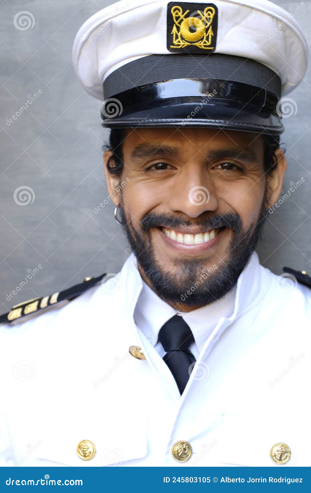 Attractive Ship Captain with Elegant Uniform Stock Image - Image of ...
