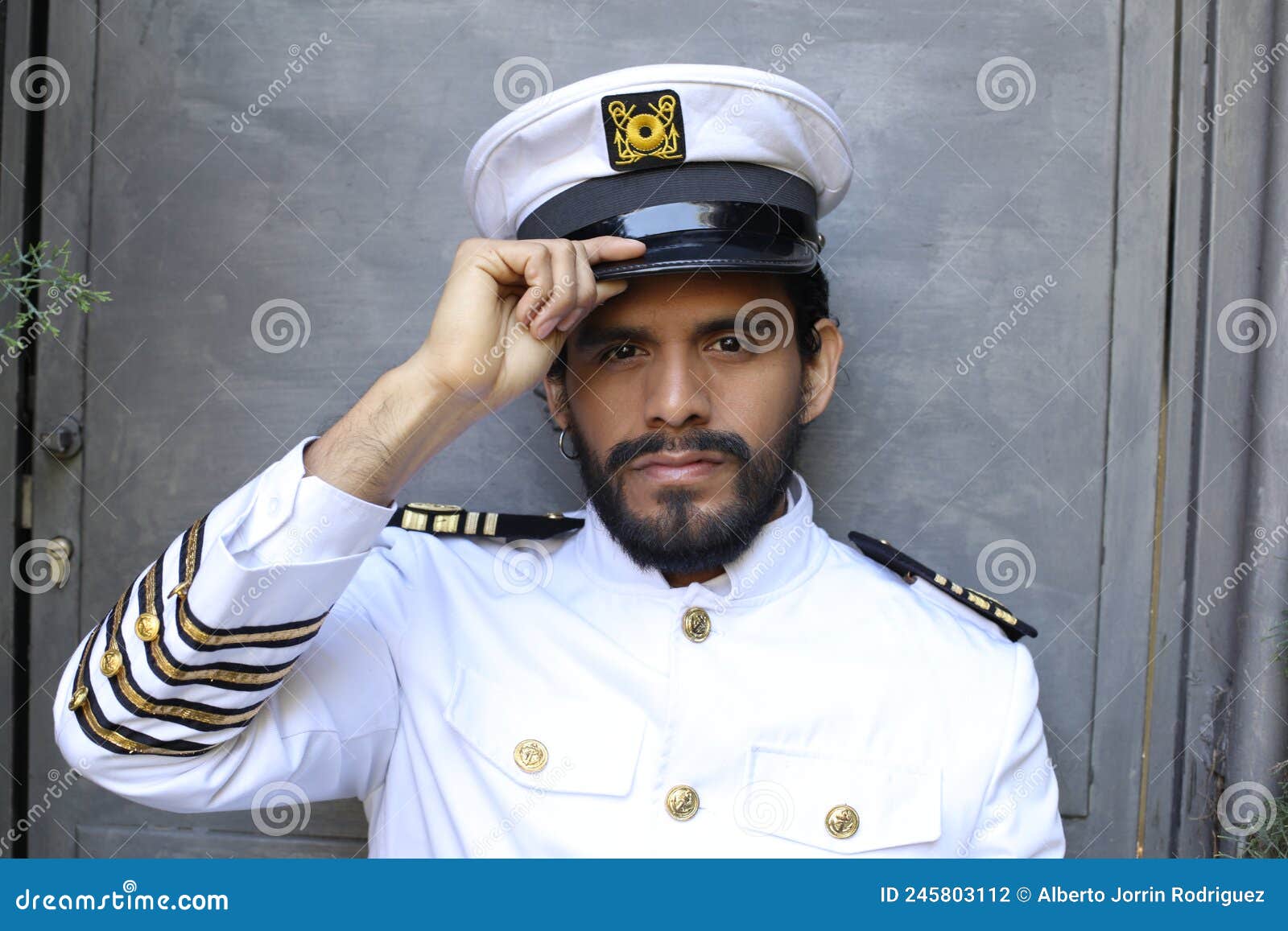 Attractive Ship Captain with Elegant Uniform Stock Photo - Image of ...