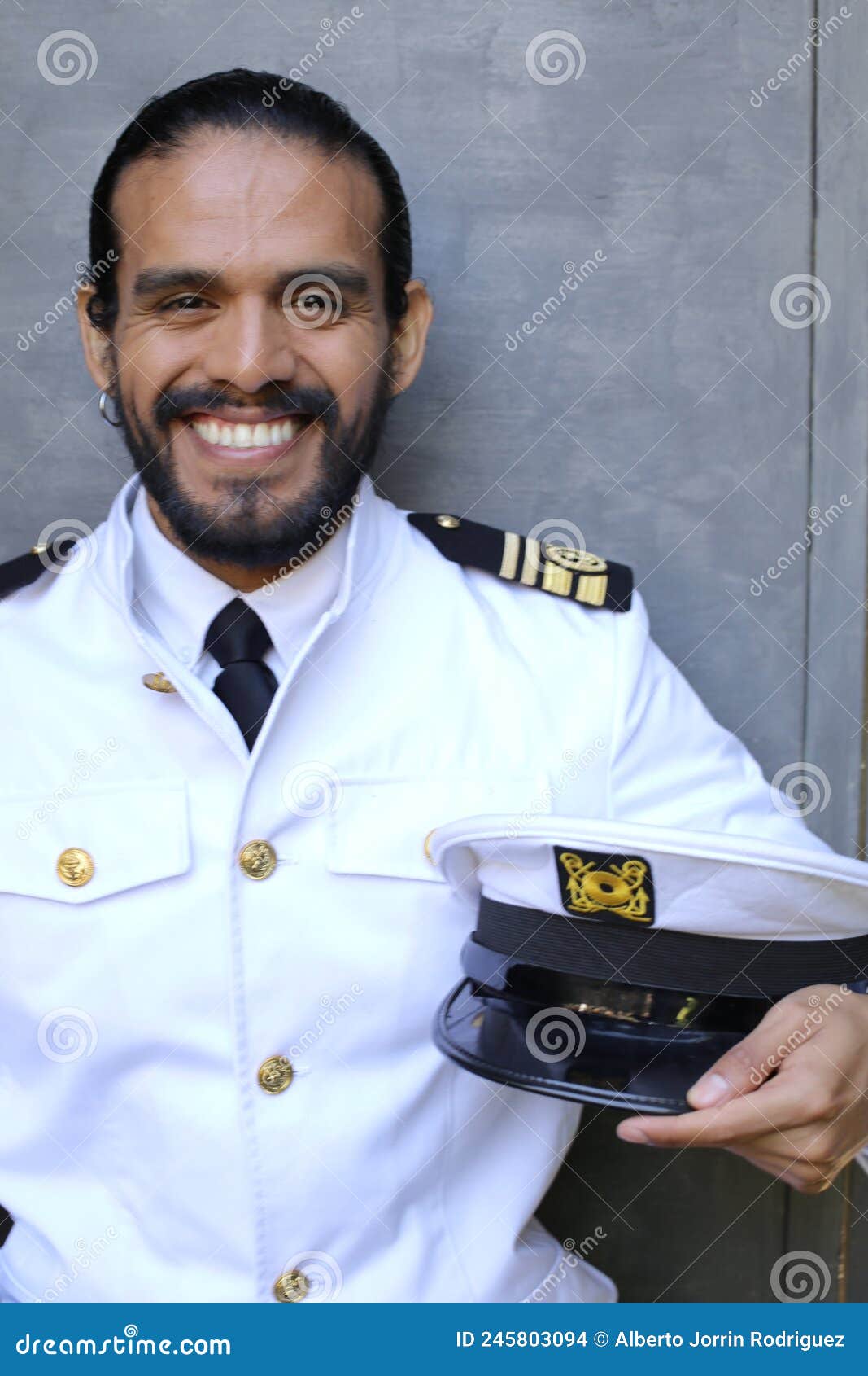 Attractive Ship Captain with Elegant Uniform Stock Photo - Image of ...