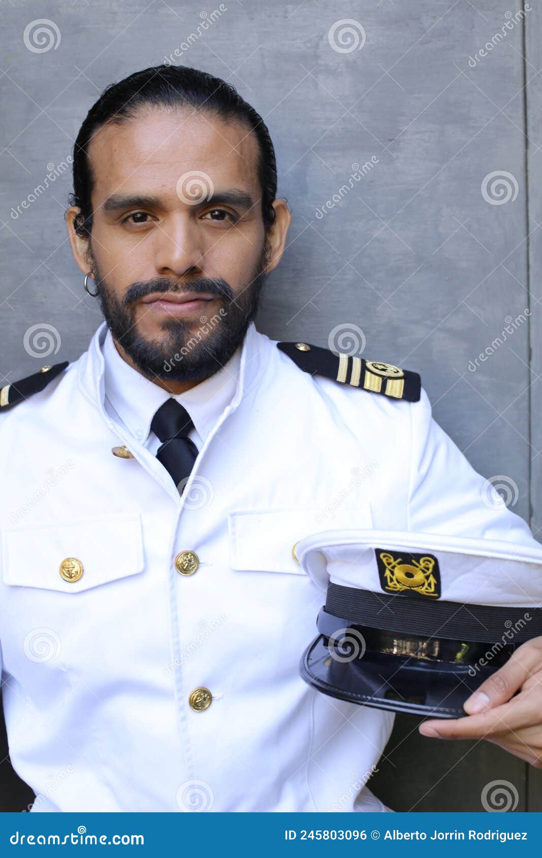 Attractive Ship Captain with Elegant Uniform Stock Photo - Image of ...