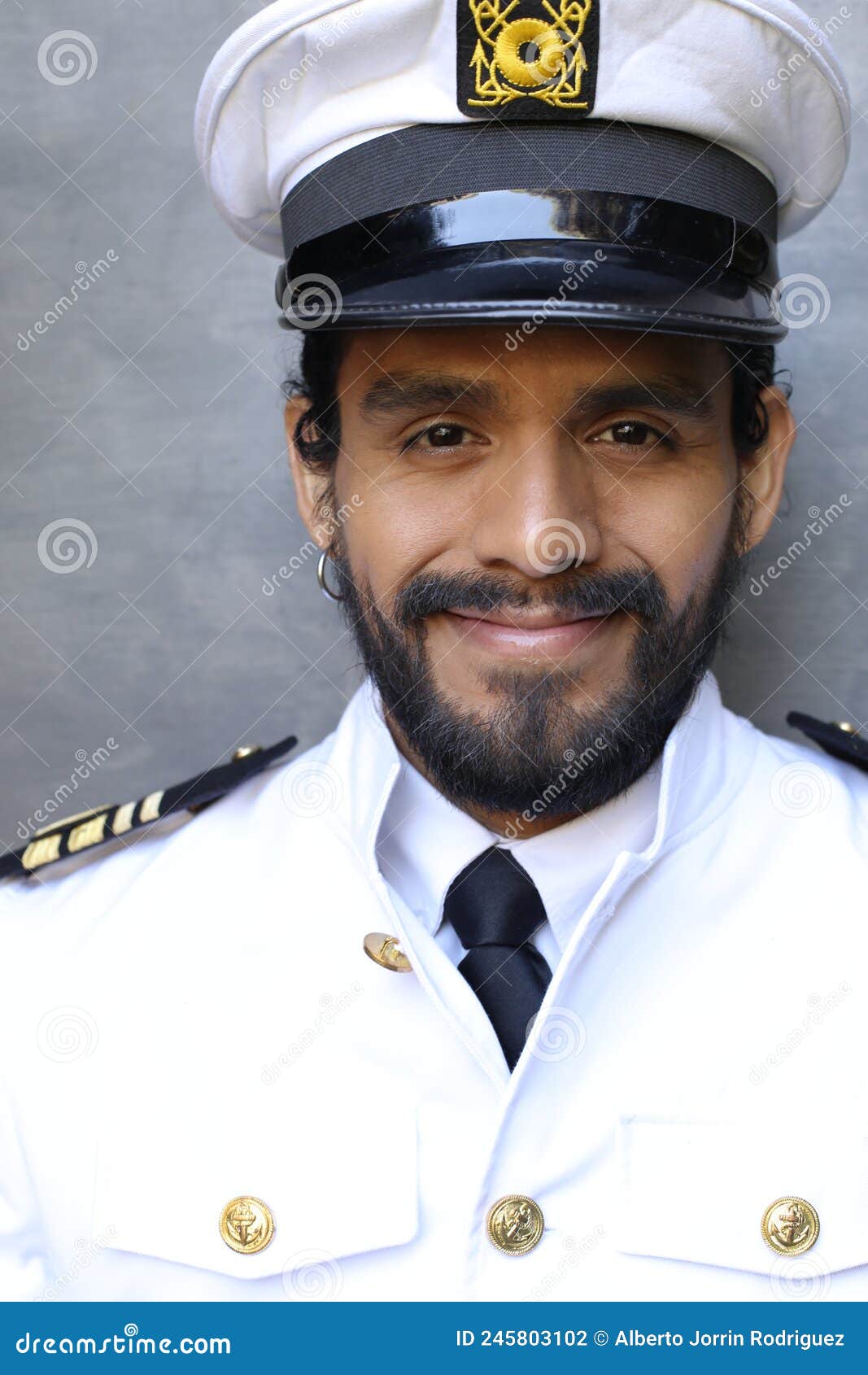 Attractive Ship Captain with Elegant Uniform Stock Photo - Image of ...