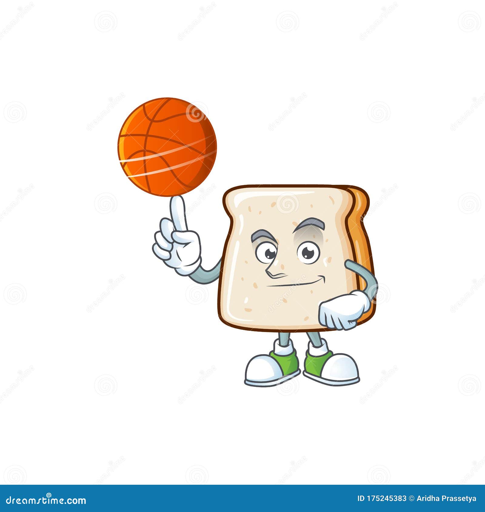 Attractive Slice of Bread Cartoon Design with Basketball Stock Vector ...