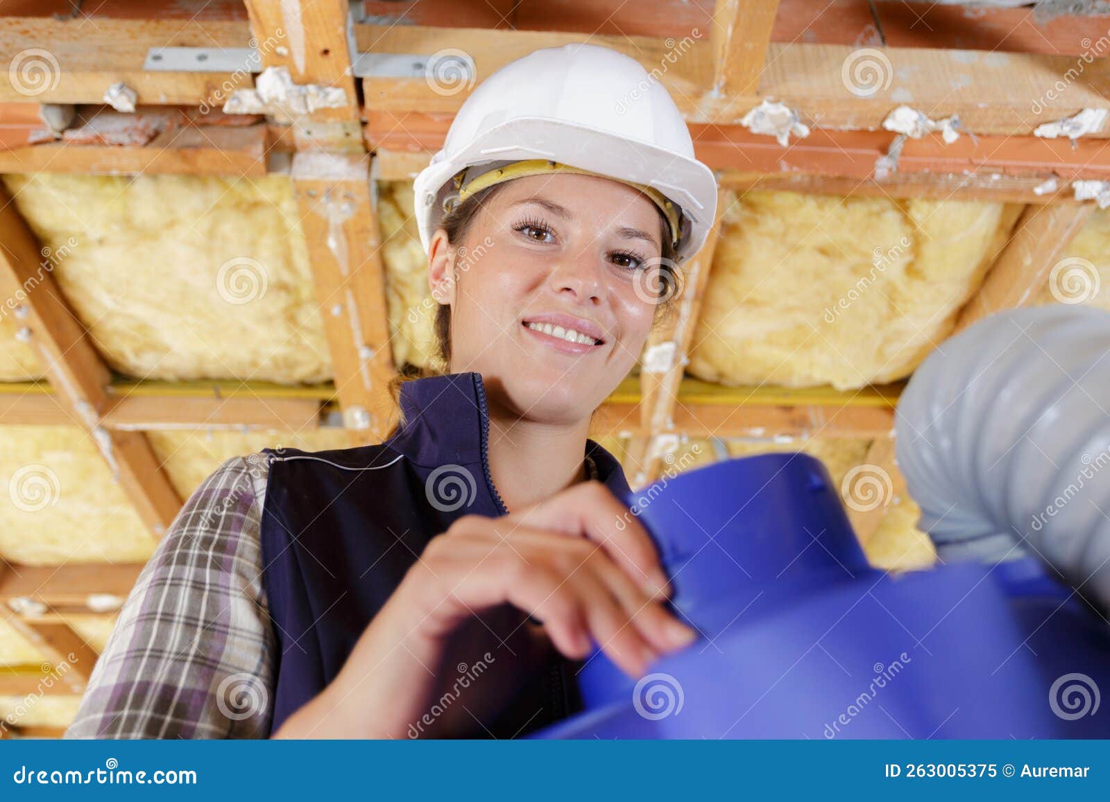 Attractive Smiling Builder Looking at Camera Stock Image - Image of ...