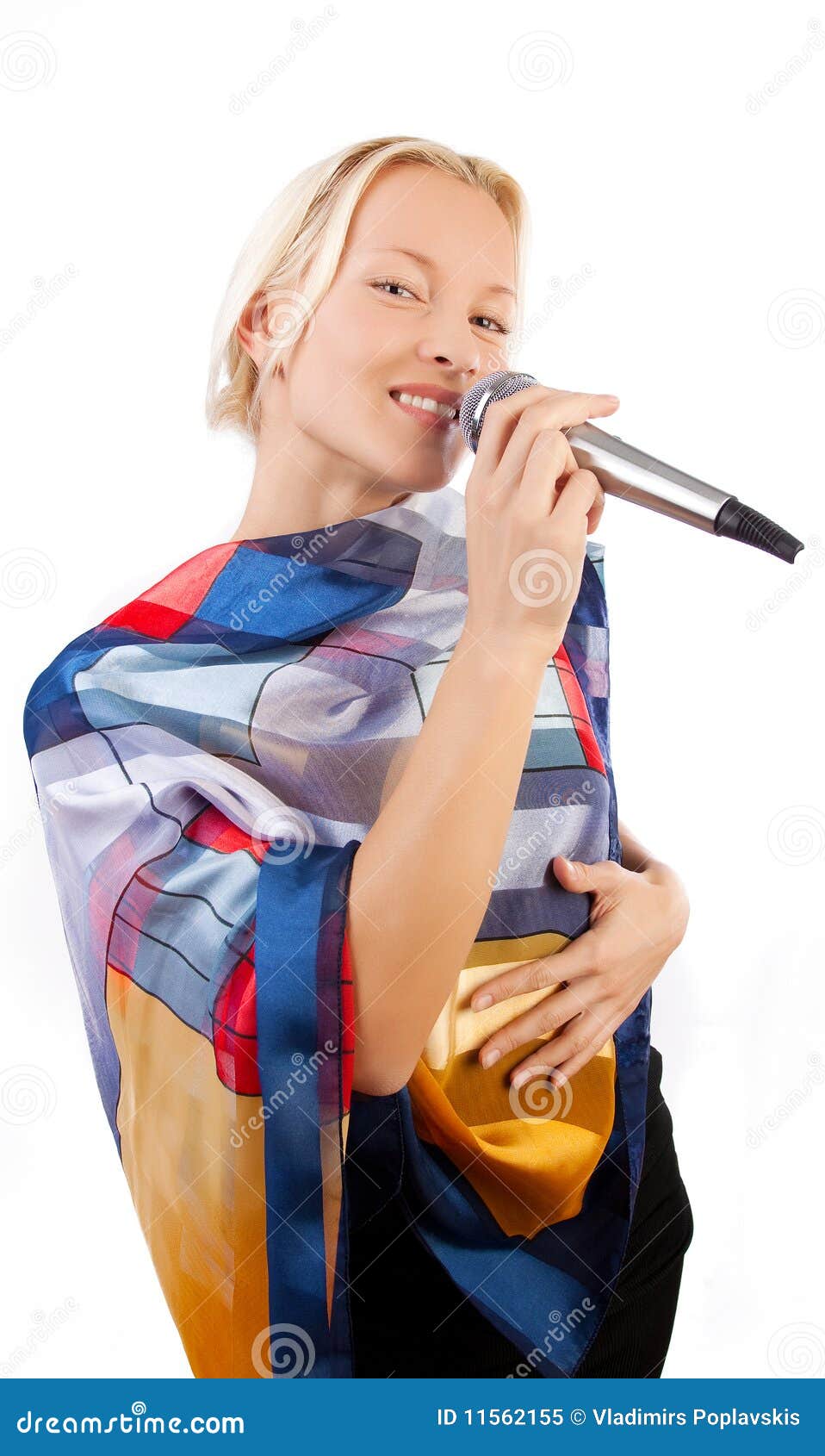 Attractive Smiling Girl Singing Stock Image - Image of open, beautiful ...