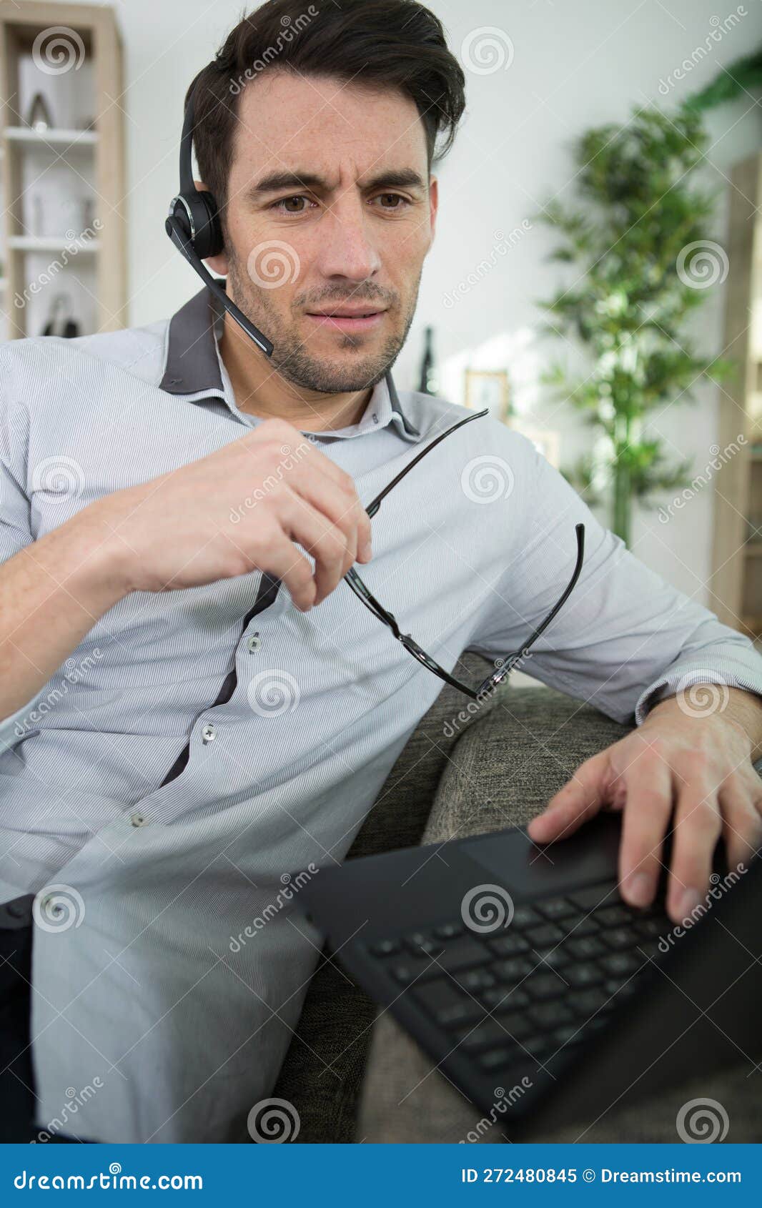 Attractive Smiling Guy Browsing at Laptop Stock Image - Image of home ...