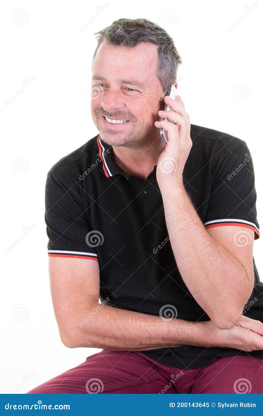 Attractive Smiling Handsome Man Speaking Talking on the Phone and ...