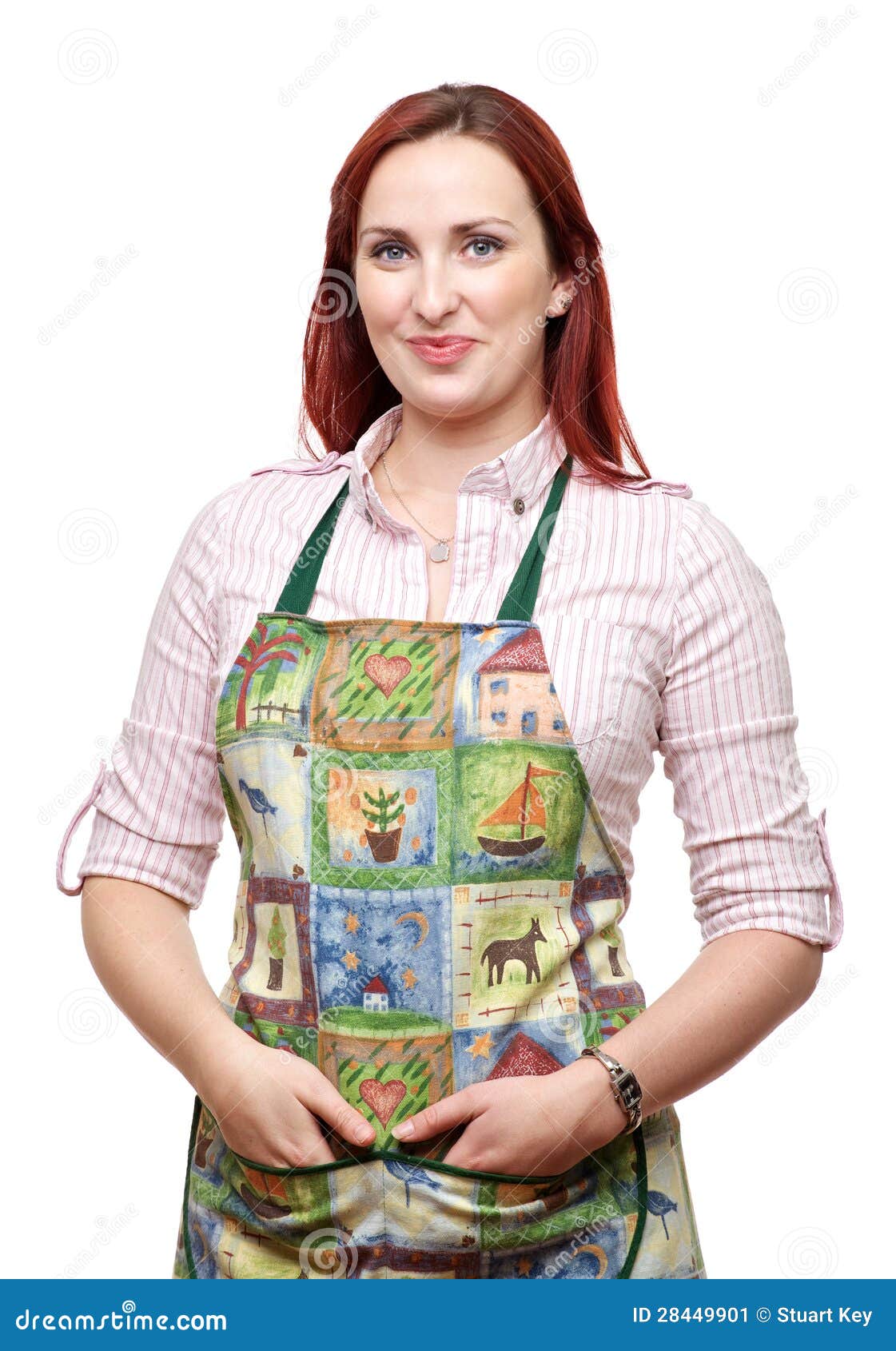 Attractive Smiling Lady in Apron Stock Image - Image of lady, pretty ...