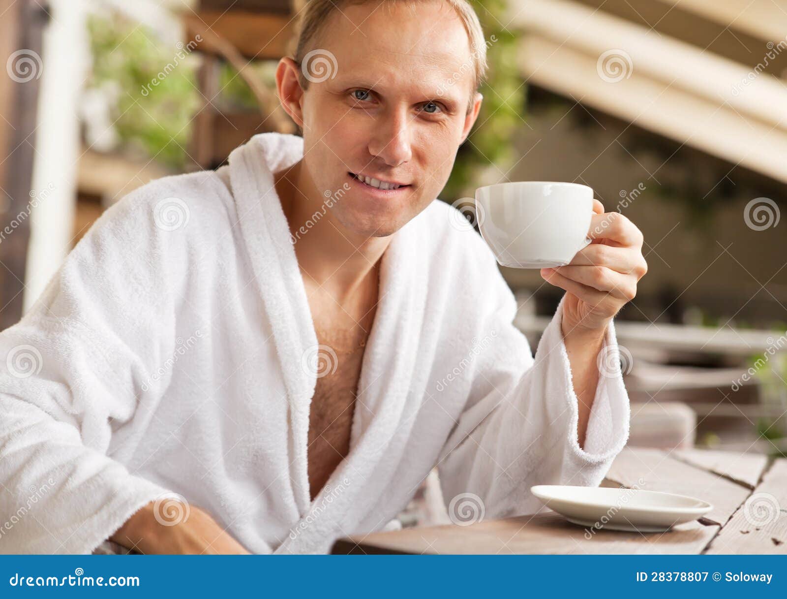 Attractive Smiling Man with Morning Coffee Stock Image - Image of ...