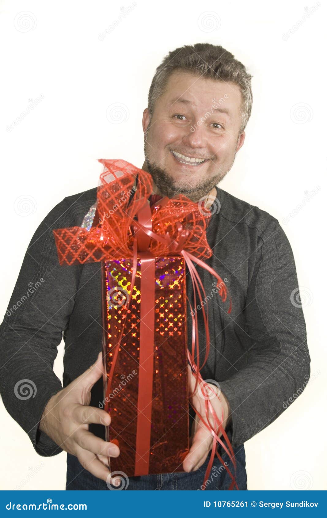 Attractive Smiling Man with Present Stock Image - Image of celebration ...