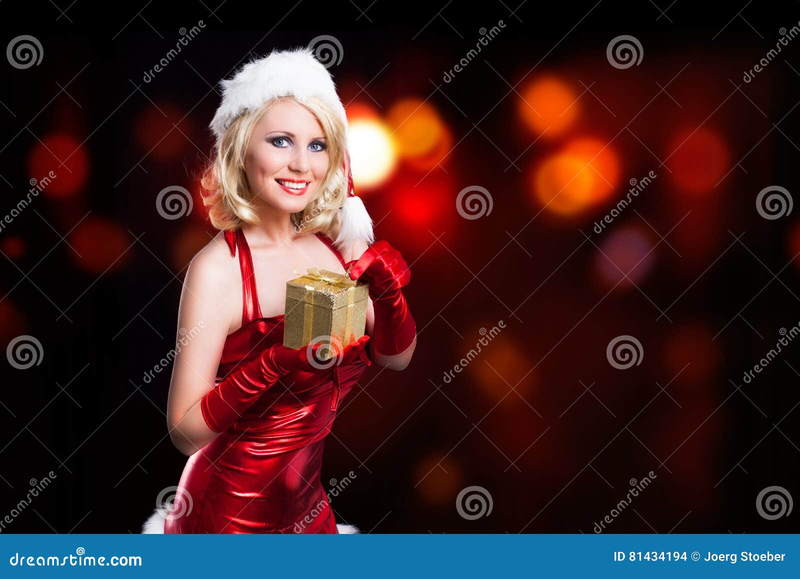 Attractive Smiling Miss Santa Stock Photo - Image of christianity ...