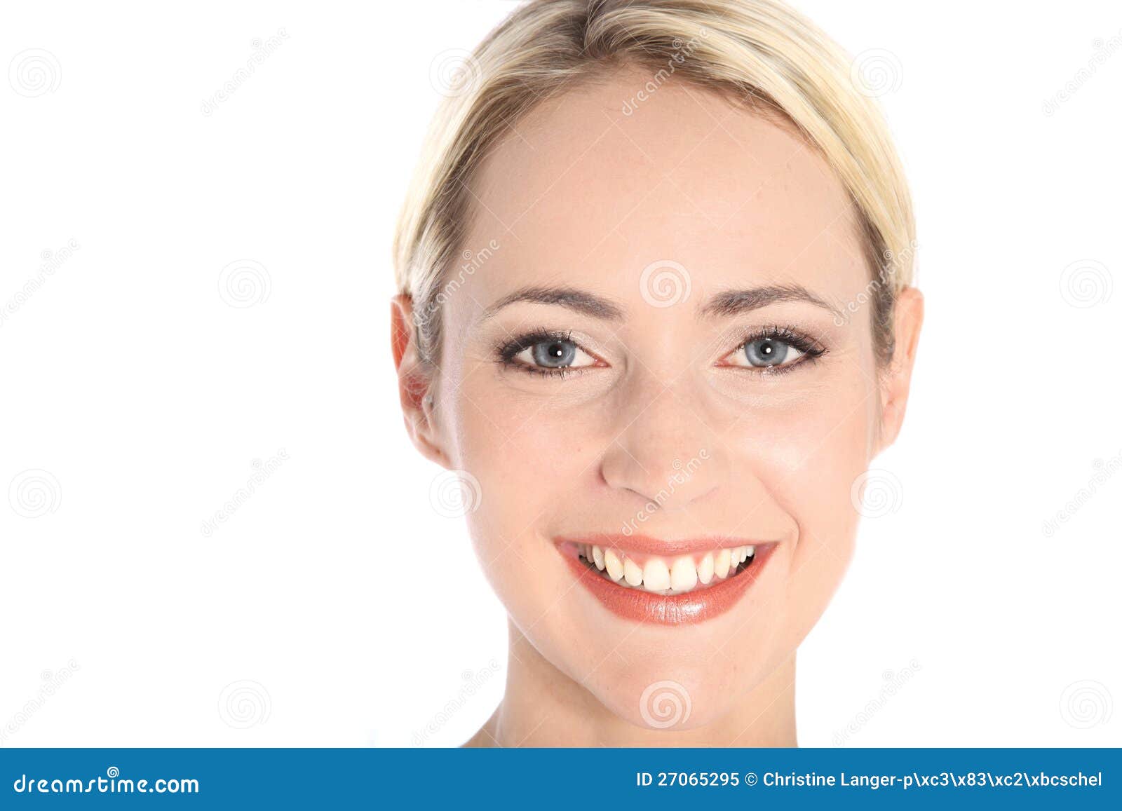 Attractive Smiling Woman with Blue Eyes Stock Image - Image of ...