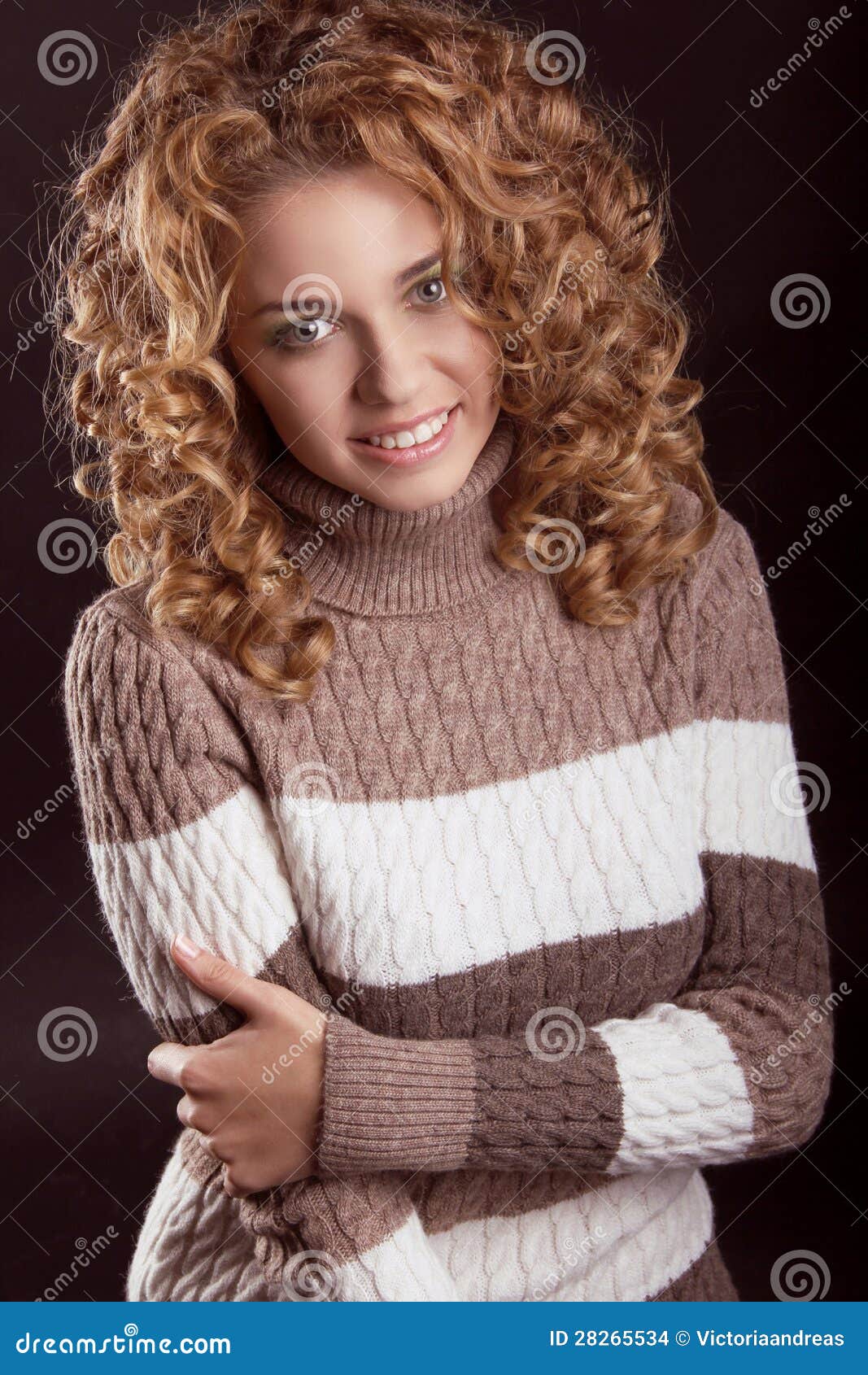 Attractive Smiling Woman Wearing in Sweater Stock Photo - Image of ...