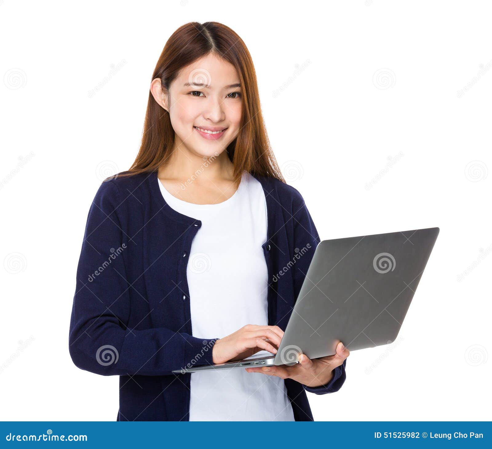 Attractive Smiling Young Woman Holding Laptop Computer Stock Photo ... Attractive Smiling Young Woman Holding Laptop Computer Stock Photo ...