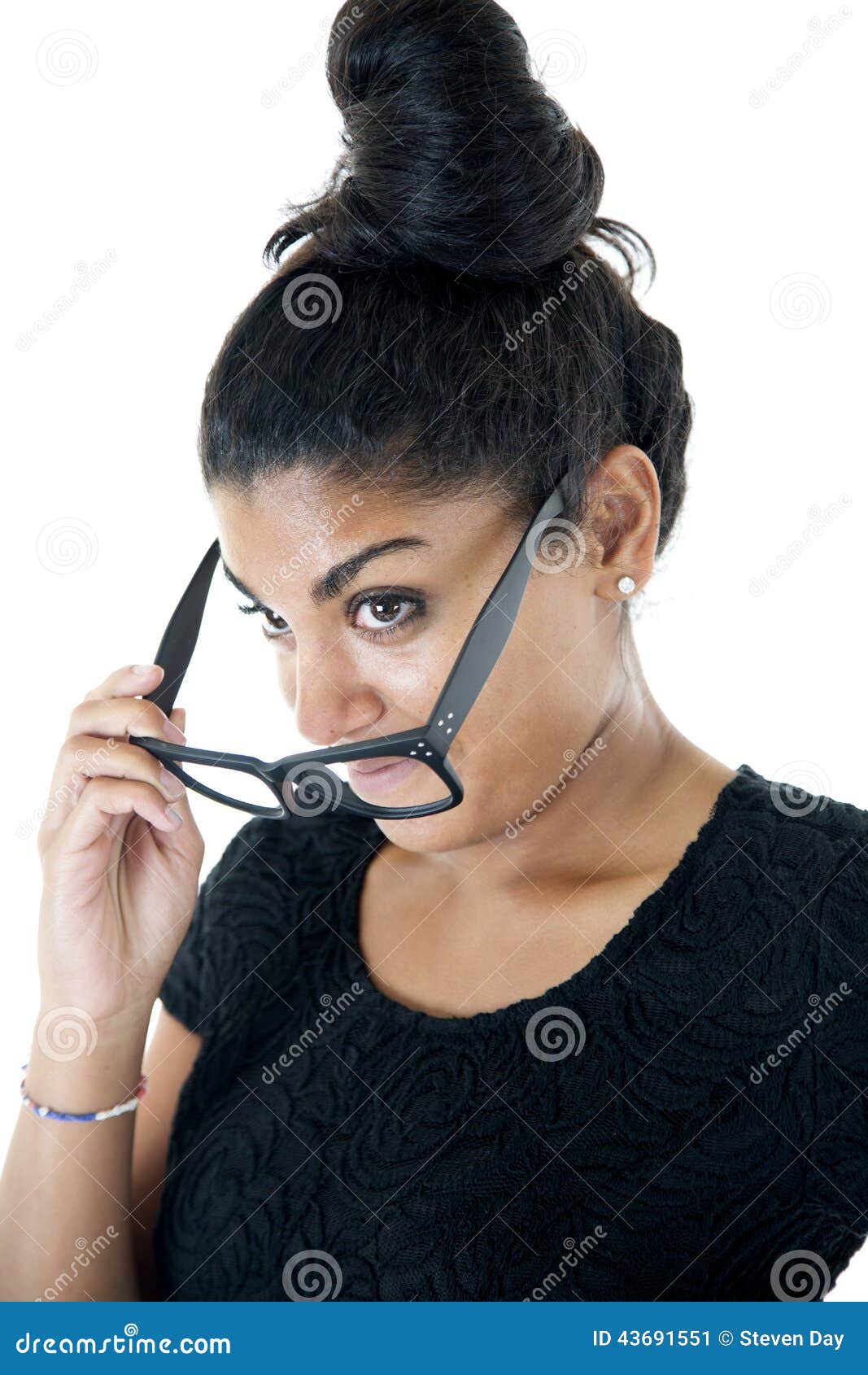 Attractive South Asian Teen Girl Removing Her Big Black Glasses Stock Image Image Of Person