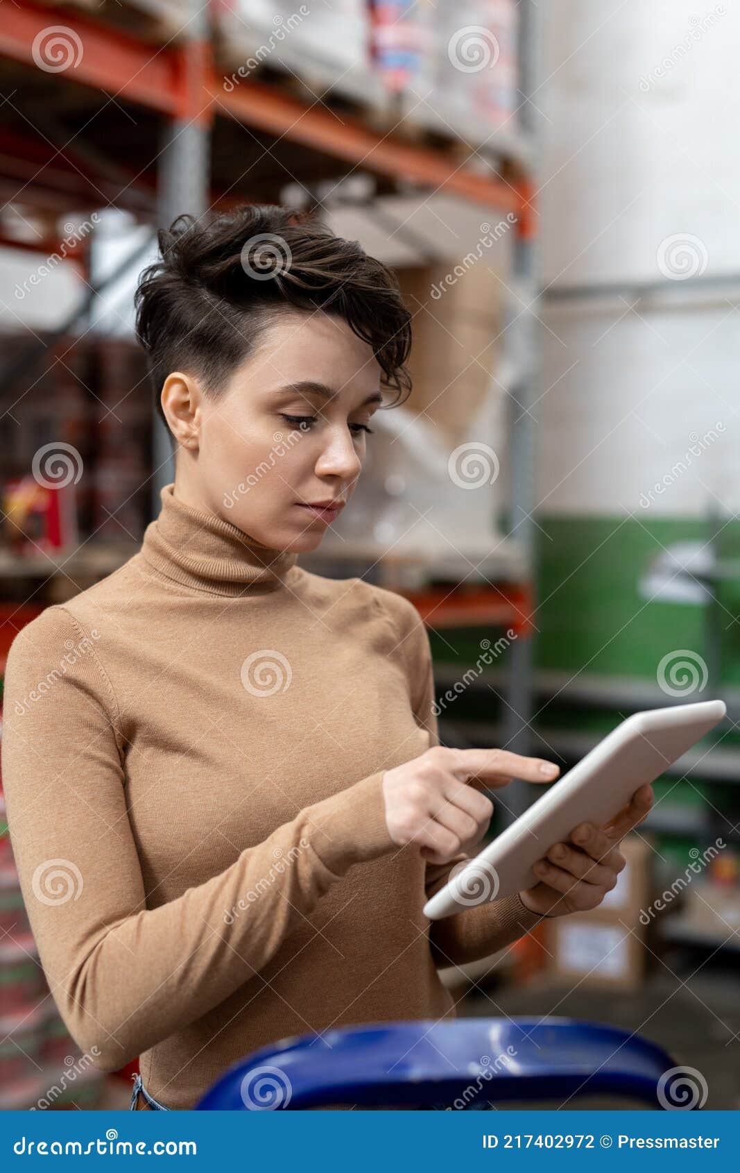 Attractive Stock Control Manager with Tablet Stock Photo - Image of ...
