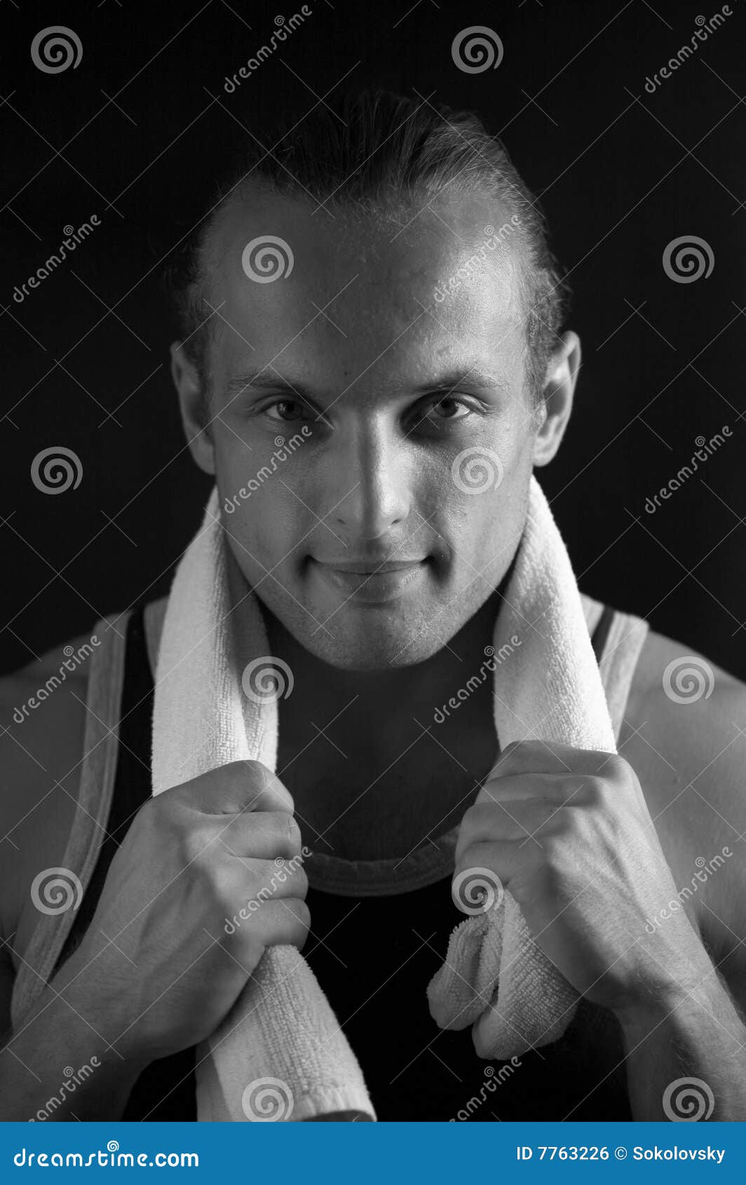 Attractive Strong Man with White Towel Stock Photo - Image of manly ...