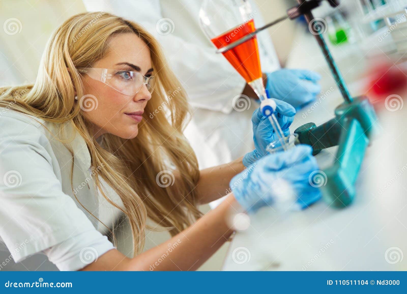 Attractive Student of Chemistry Working in Laboratory Stock Photo ...