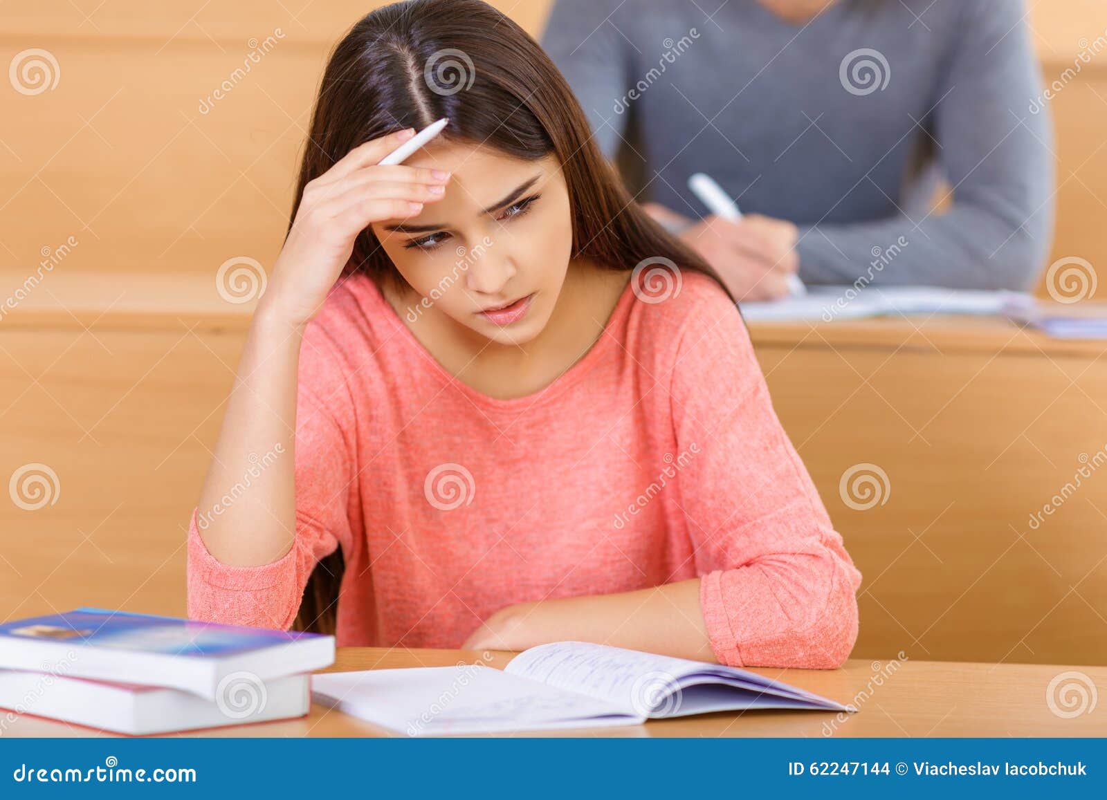 Attractive Student Girl Looks Concerned Stock Photo - Image of faculty ...