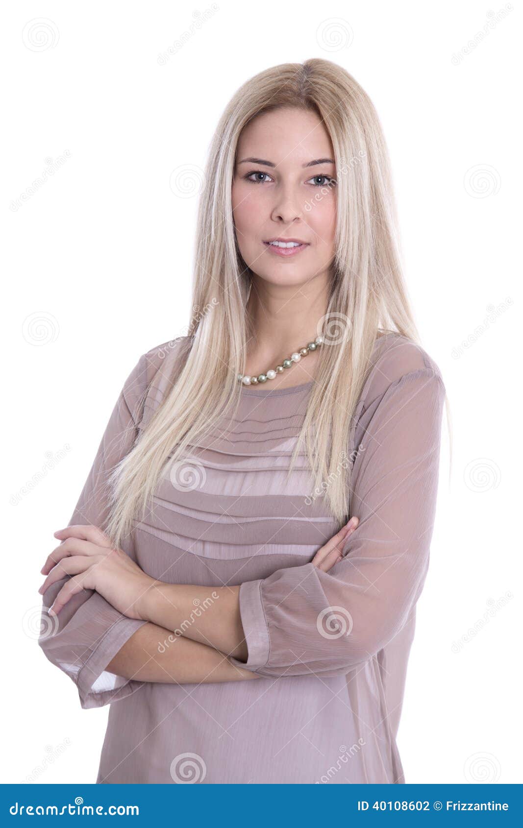 Attractive Successful Businesswoman With Arms Crossed Isolated O Stock