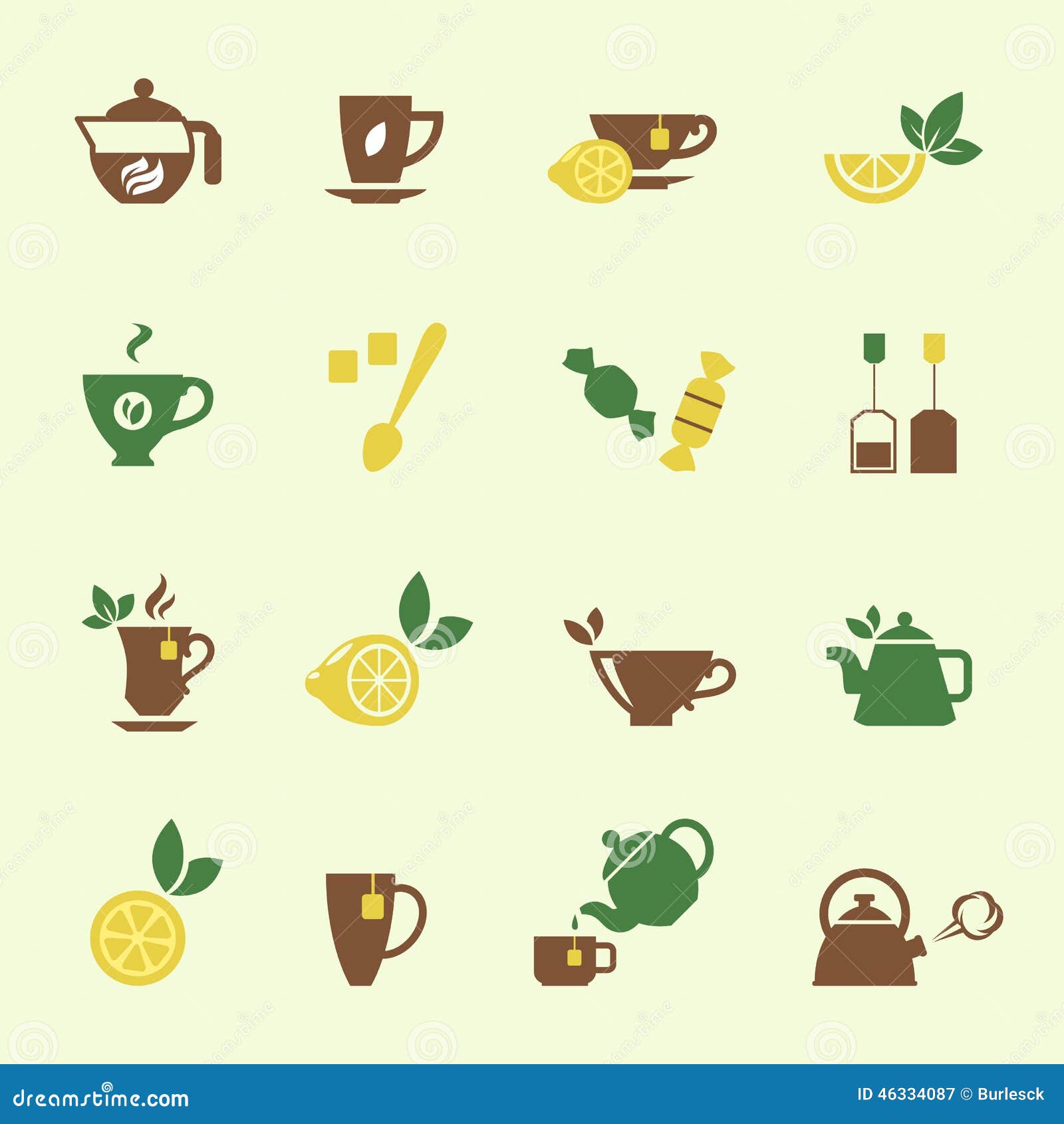 Attractive Tea Time Icon Set Designs Stock Vector - Illustration of ...