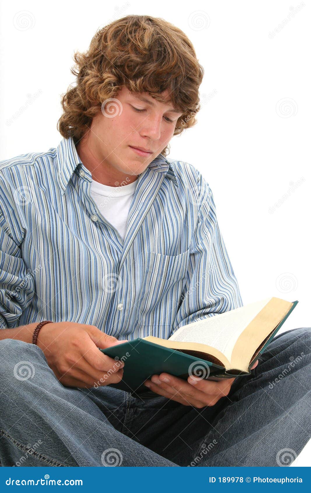 Attractive Teen Boy Reading Book Stock Photo - Image of adolescent ...