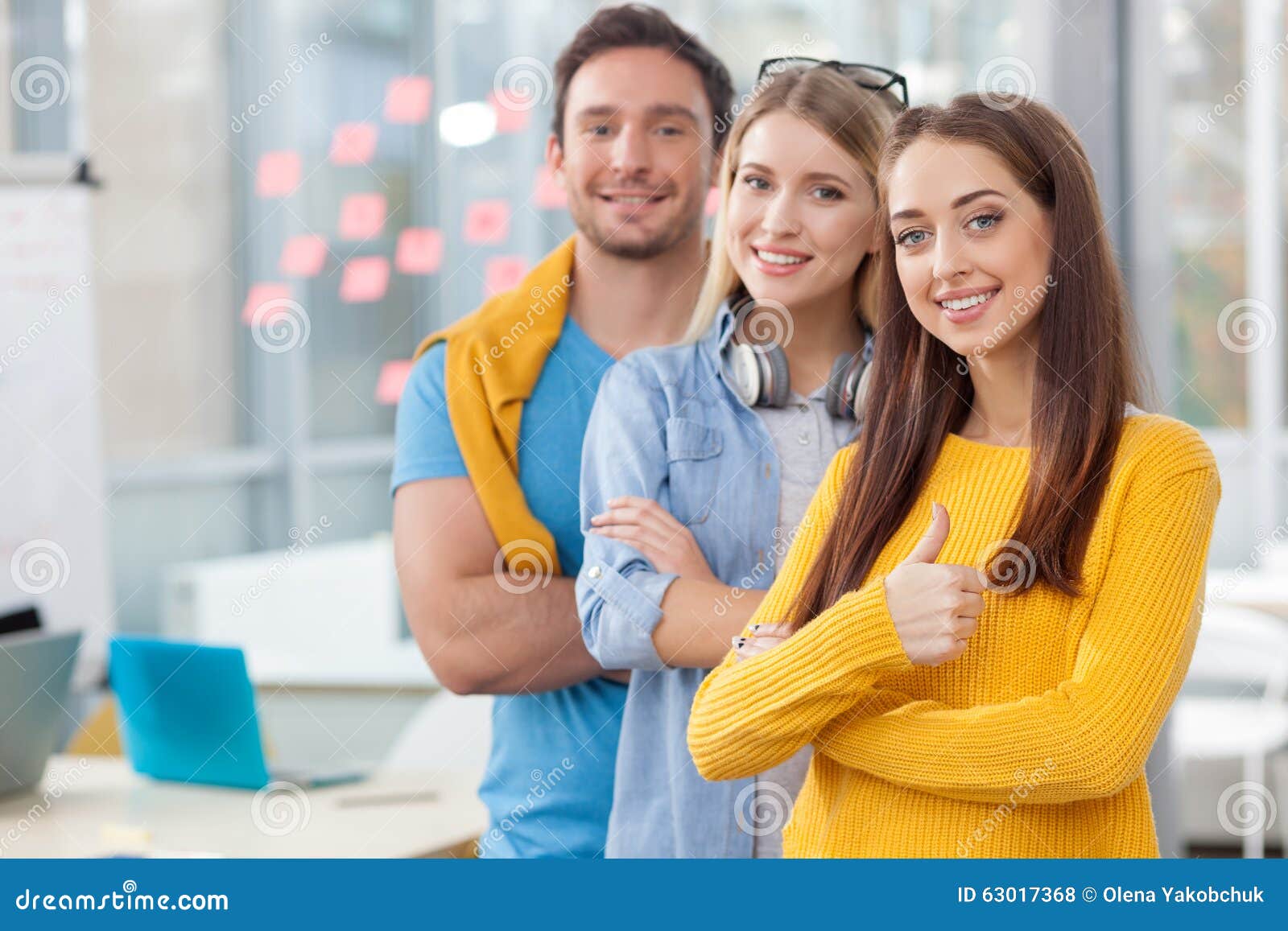 Attractive Three Workers are Expressing Positive Stock Photo - Image of ...