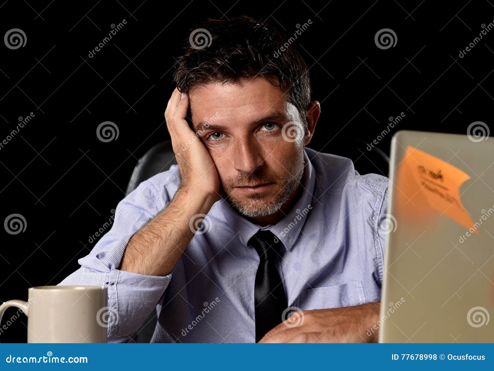 Attractive Tired Businessman In Shirt And Tie Tired Overwhelmed Heavy