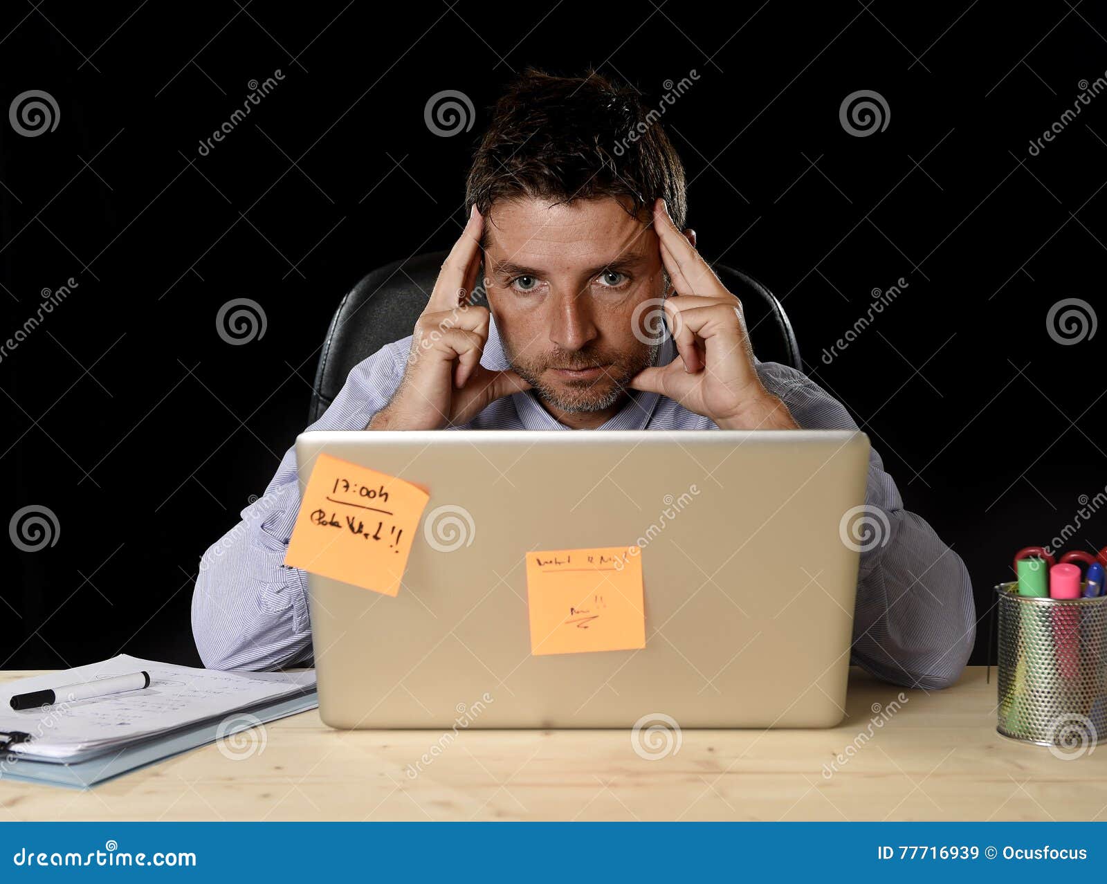 Attractive Tired Businessman Tired Overwhelmed Heavy Work Load